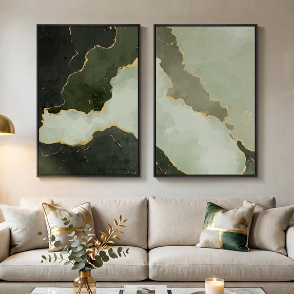 Sage Green Block Canvas Art Prints 24" W x 36" H x 2Pcs Wall Decor ...