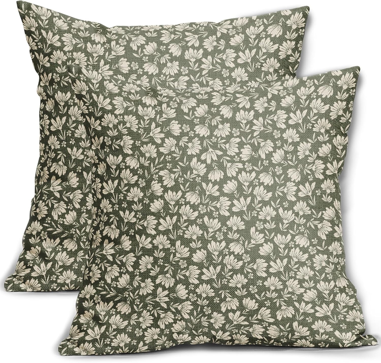 Sage Green Block Print Pillow Covers 20x20 Inch Set of 2, Rustic ...