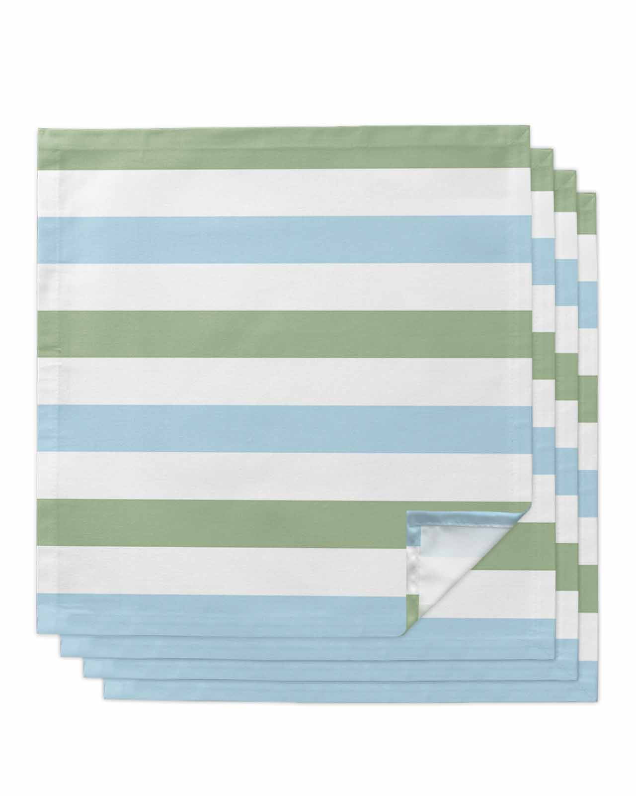 Sage Green Blue Striped Cloth Napkins Washable Set of 4, Farmhouse Sage ...