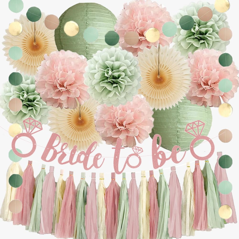 Sage Green and Blush Pink Bridal Shower Decorations Boho Bride to Be ...