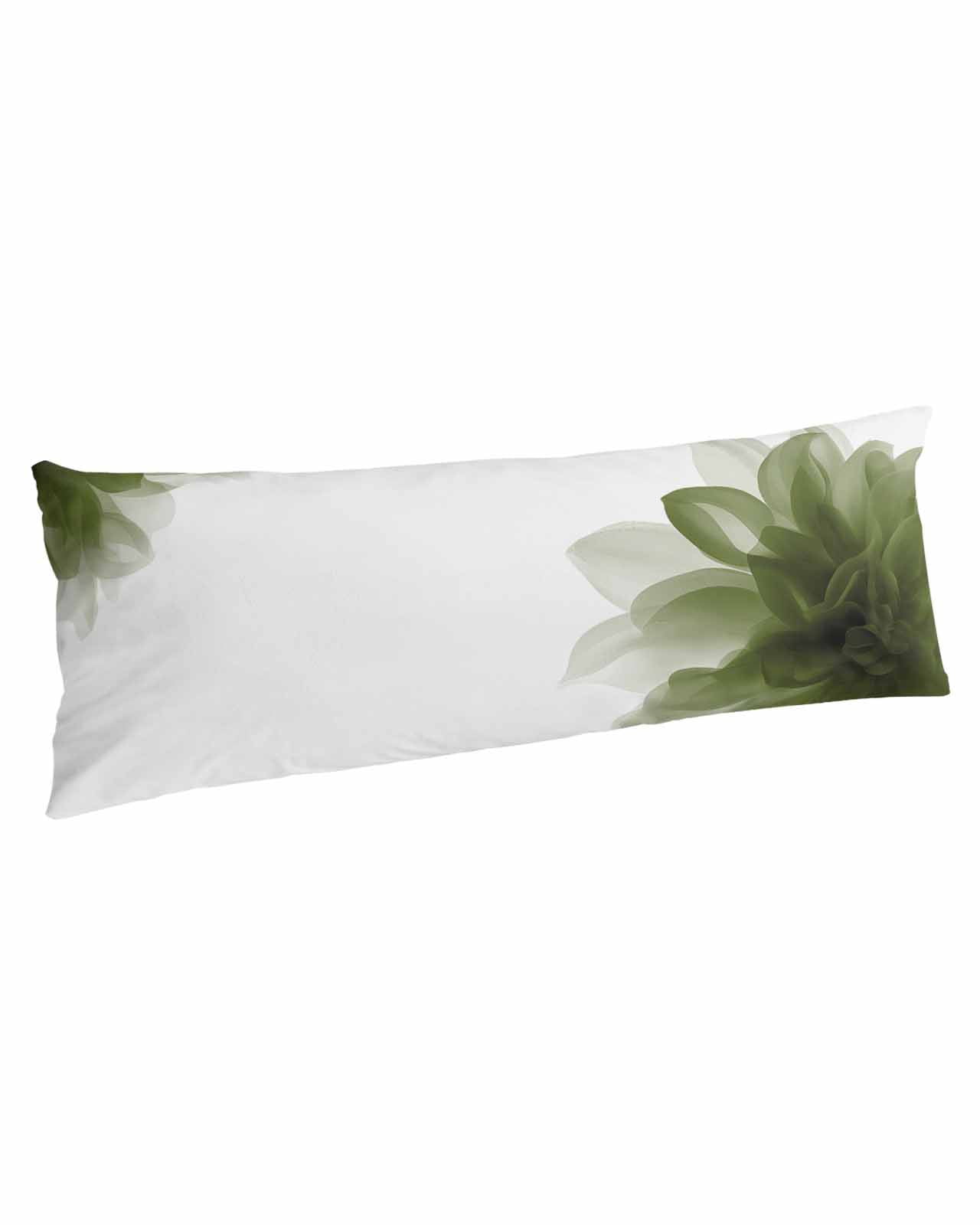 Sage Green Body Pillow Covers, Boho Modern Floral Abstract Ombre Leaf ...