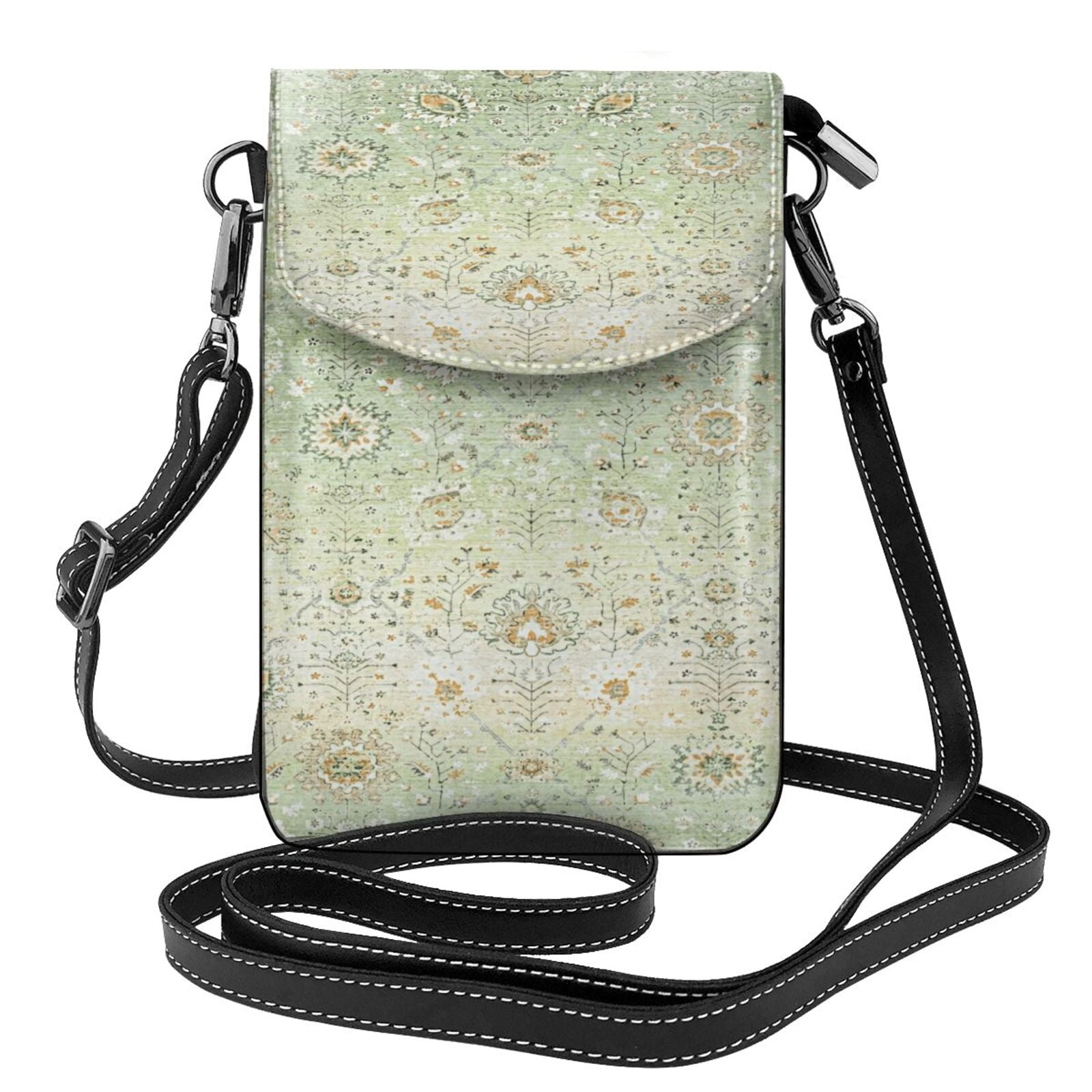 Sage Green Bohemian Large Bloom Vintage Women Soft Pu Leather Cellphone ...