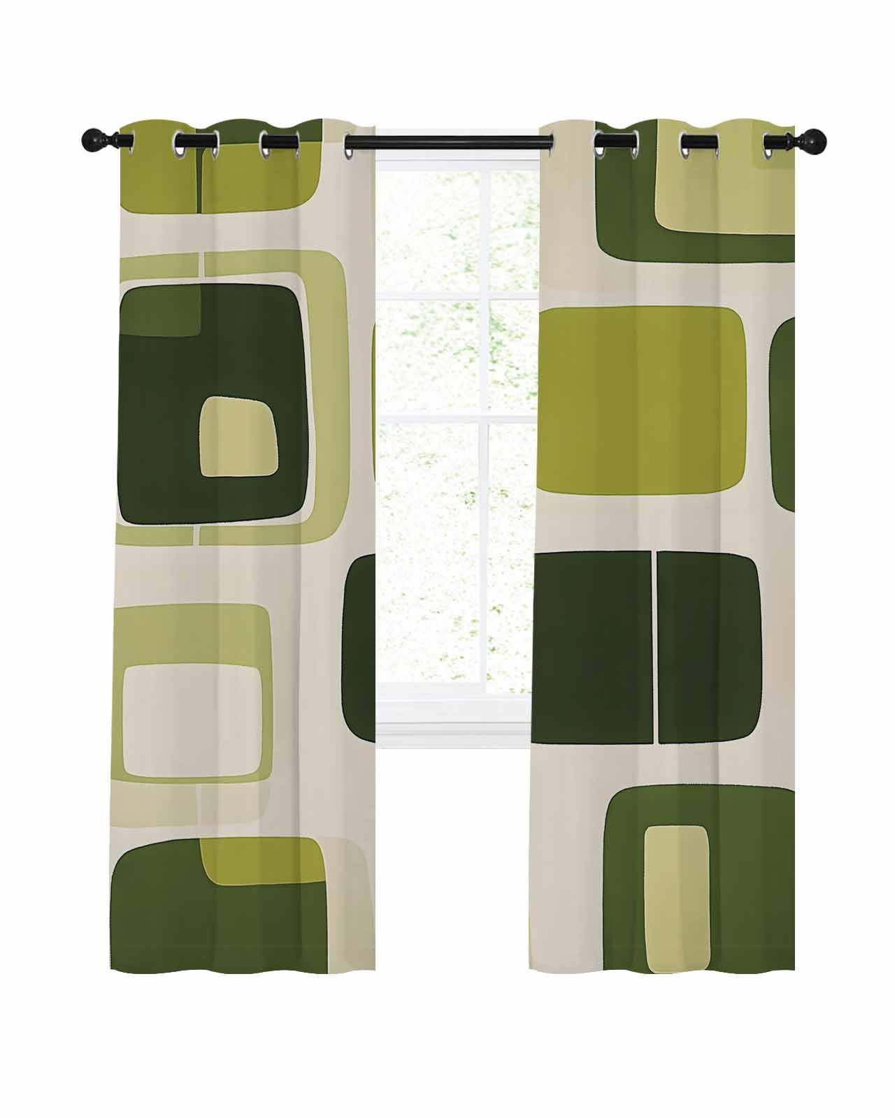 Sage Green Boho Blackout Curtains 90 Inches Long for Bedroom, Modern ...