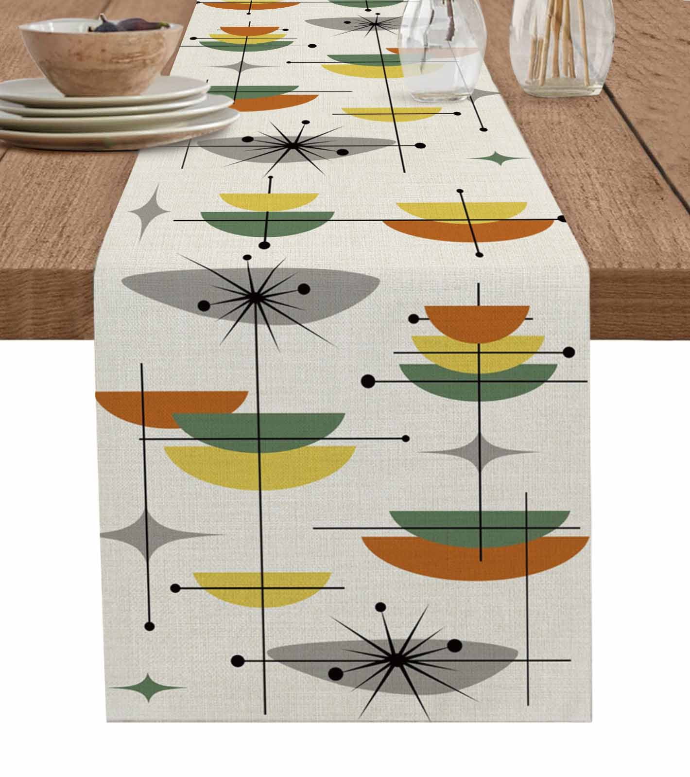 Sage Green Boho Burlap Cotton Table Runner 18x72 Inches Long, Geometric ...