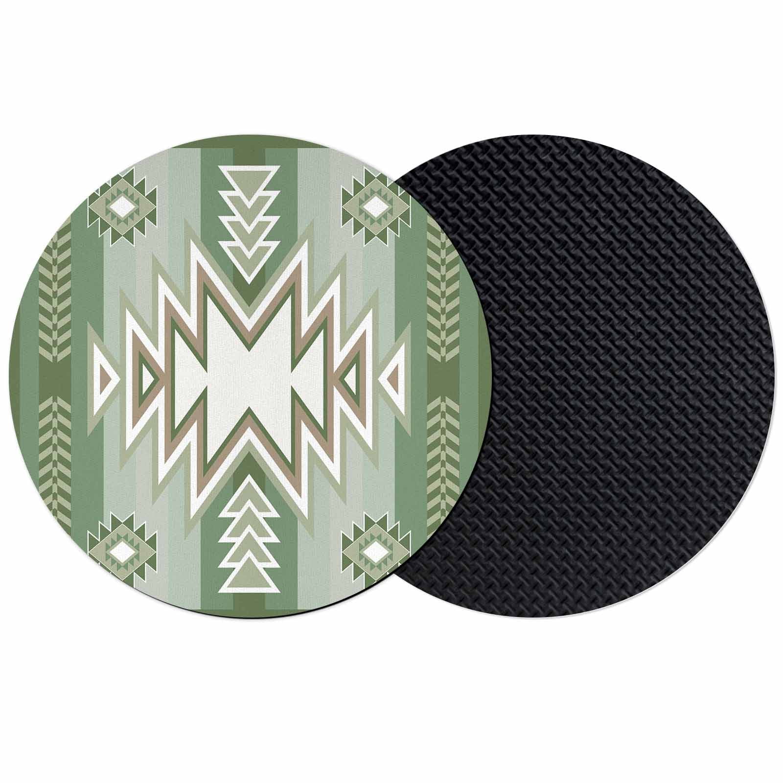 Sage Green Boho Coasters Set of 2, American Native Southwest Abstract ...
