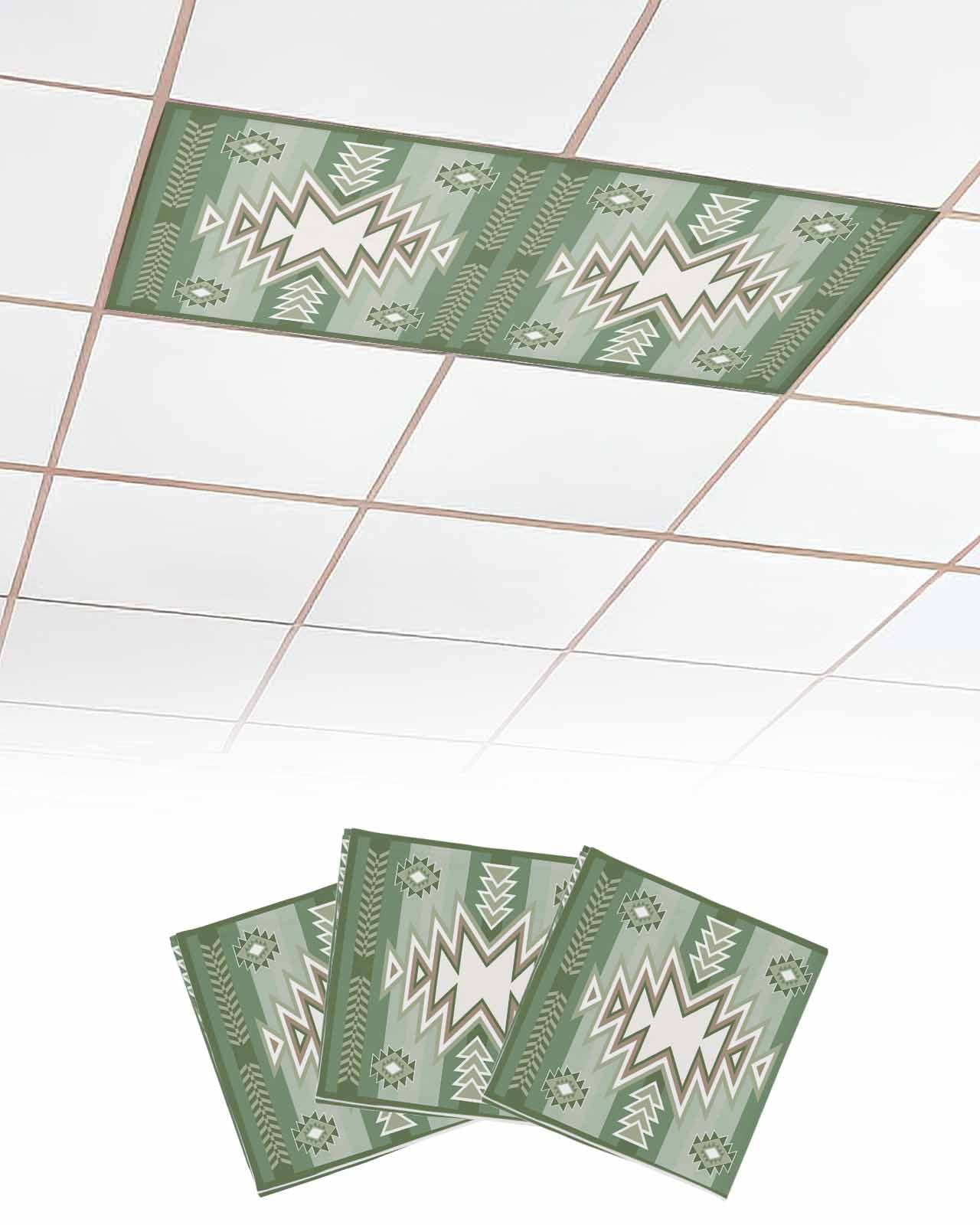 Sage Green Boho Fluorescent Light Covers for Ceiling Lights 4x2 feet,3 ...