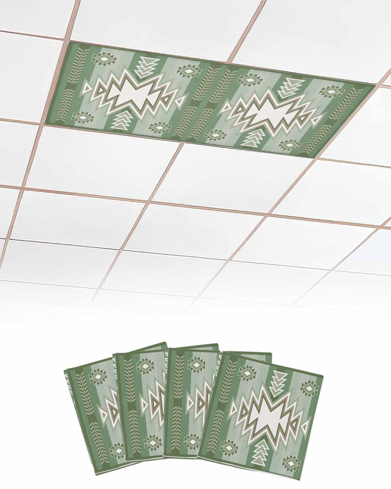 Sage Green Boho Fluorescent Light Covers for Ceiling Lights 4x2 feet,4 ...