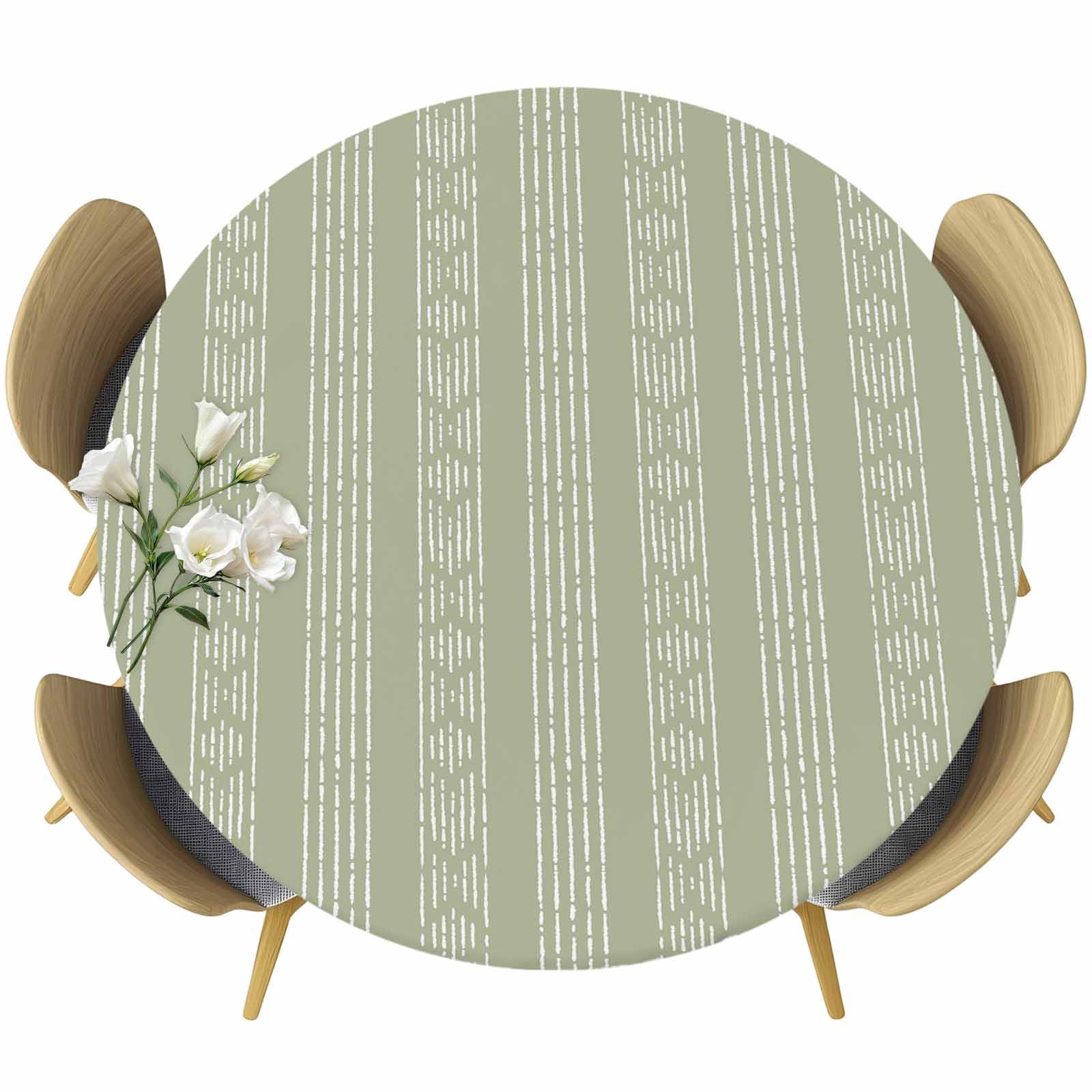 Sage Green Boho Round Tablecloth 45-54 Inch Round Fitted Table Cloth ...