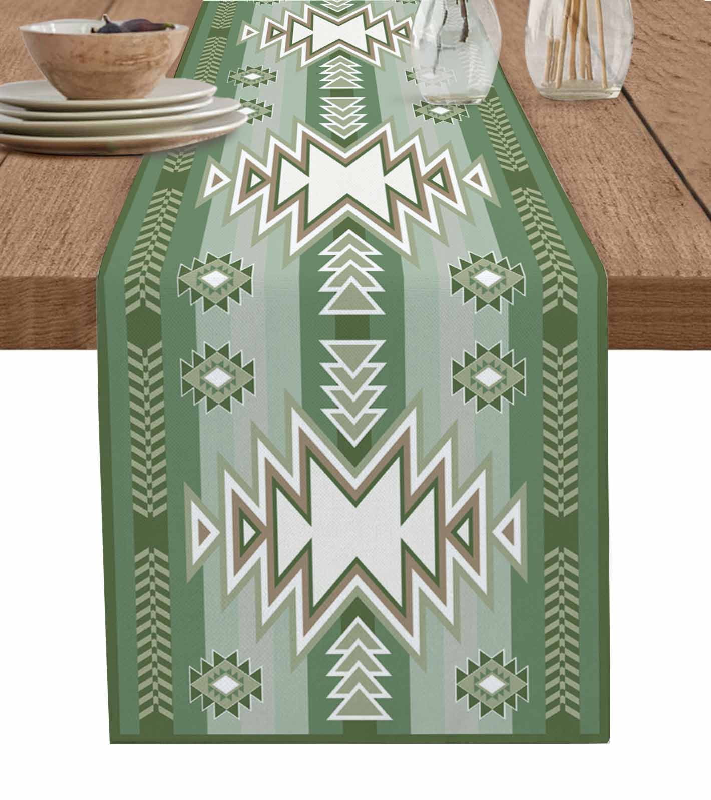 Sage Green Boho Table Runner American Native Southwest Abstract Art ...