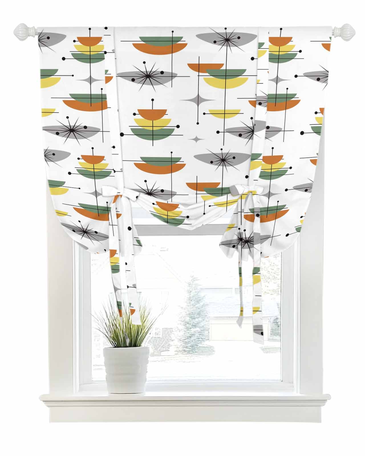 Sage Green Boho Tie Up Curtains for Window, Thermal Insulated Balloon ...