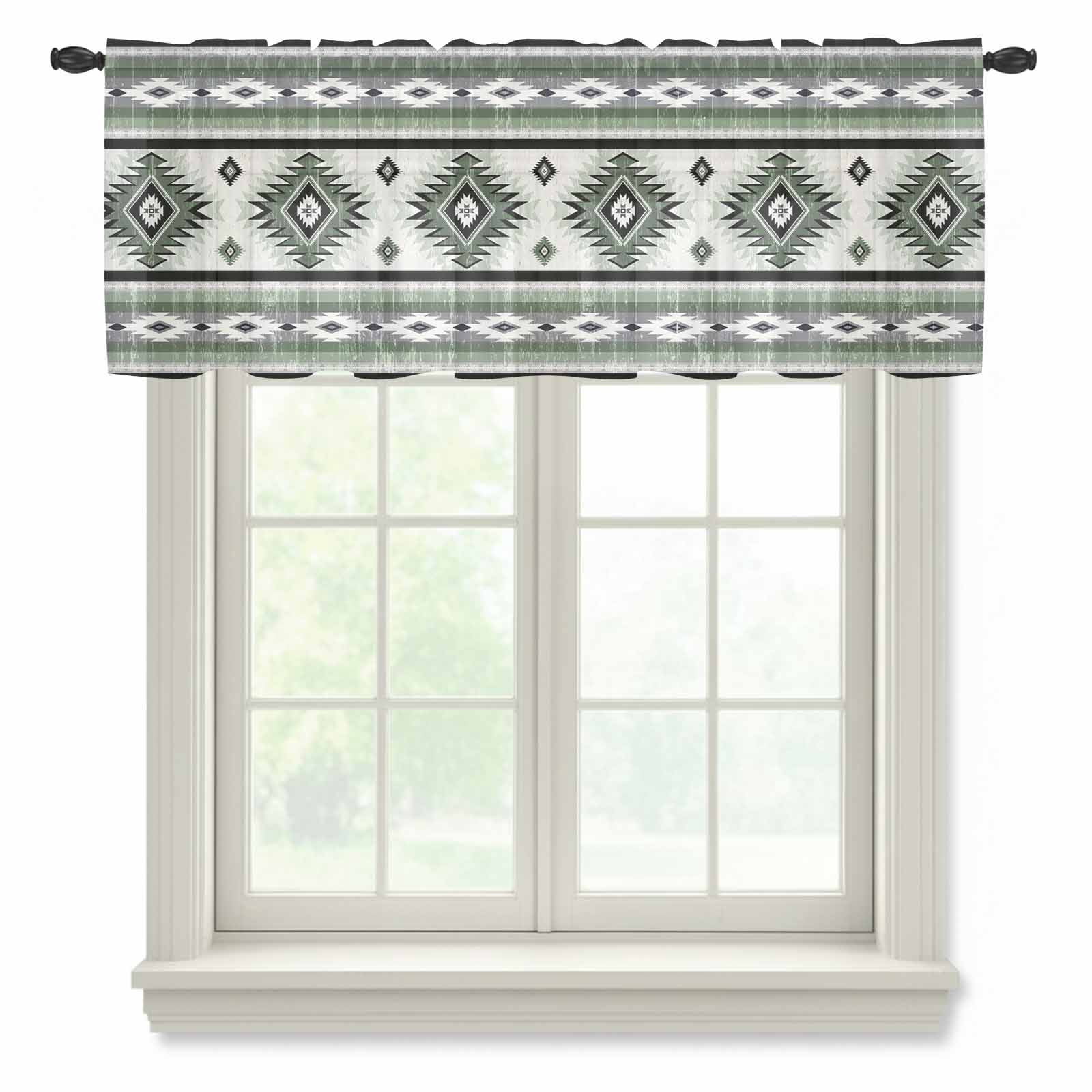 Sage Green Boho Valance Curtains for Kitchen/Living Room/Bathroom ...