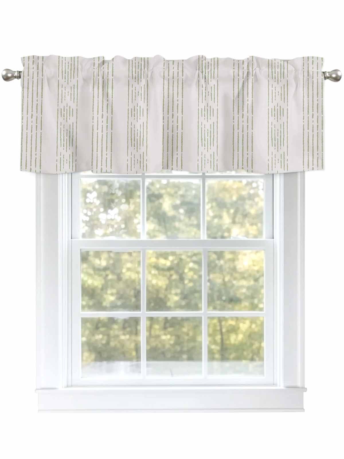 Sage Green Boho Valances for Windows, Rod Pocket Kitchen Valance ...