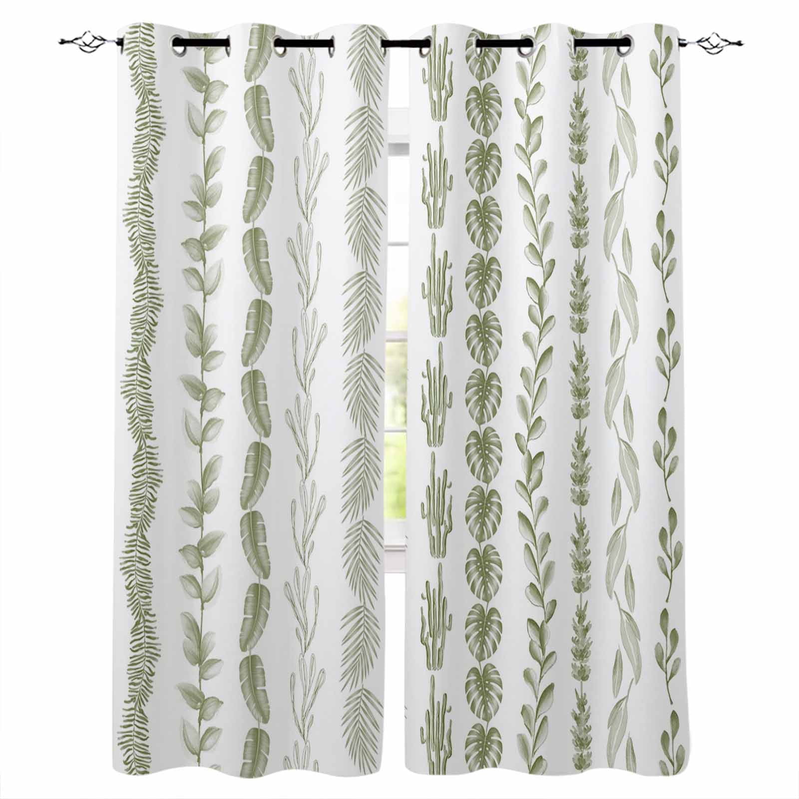 Sage Green Botanical Blackout Curtains for Bedroom, Modern Farmhouse ...