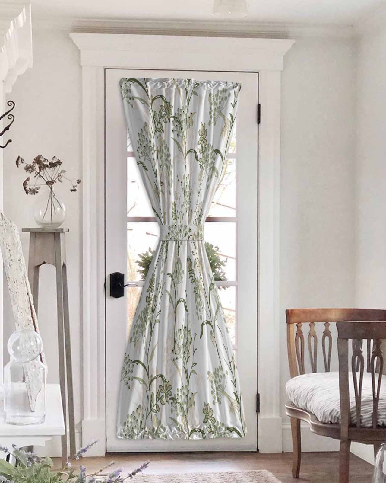 Sage Green Botanical Door Curtains for Doorway Privacy, Blackout French ...