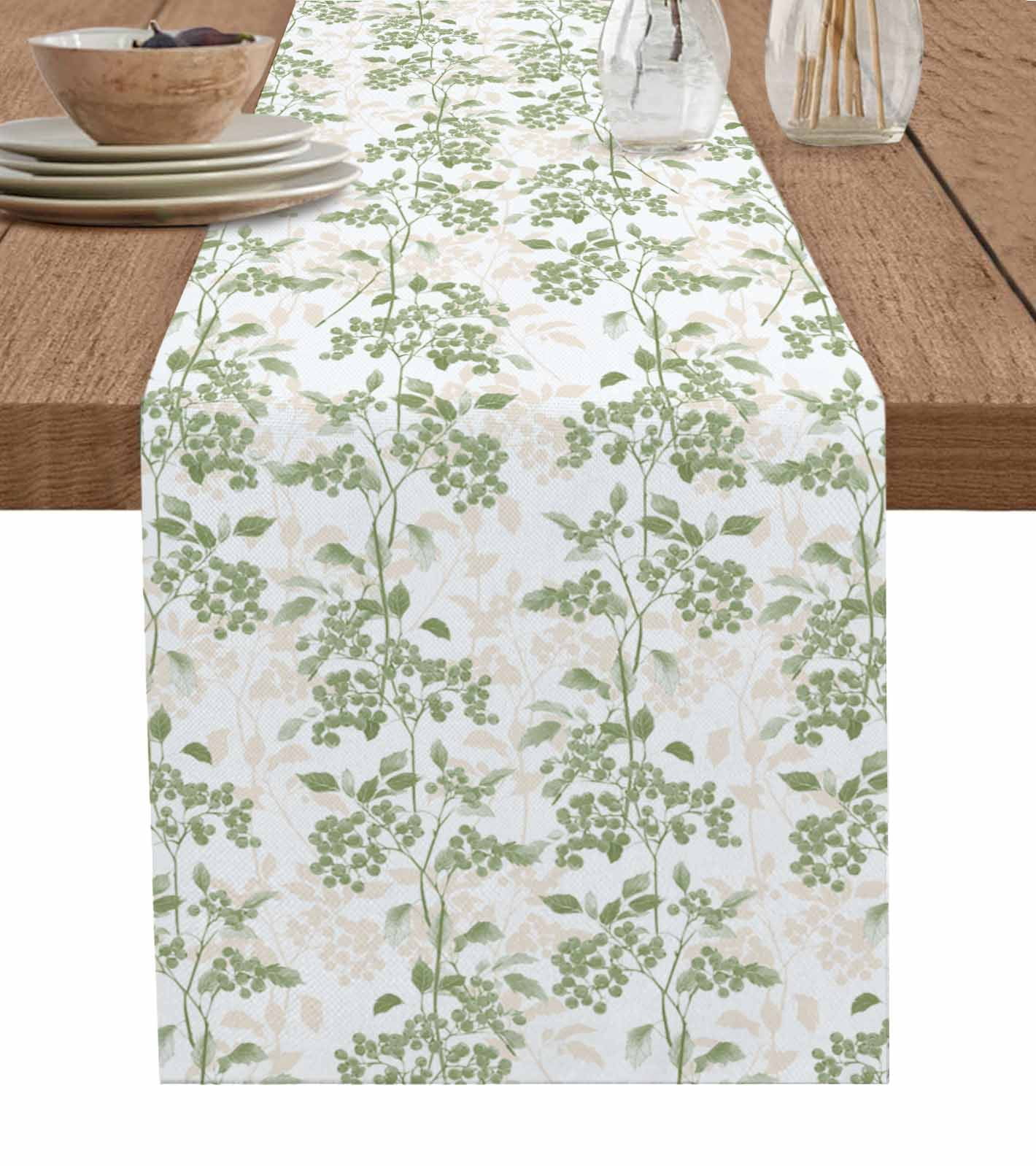Sage Green Botanical Table Runner Vintage Nature Flower Tablerunners 13 ...