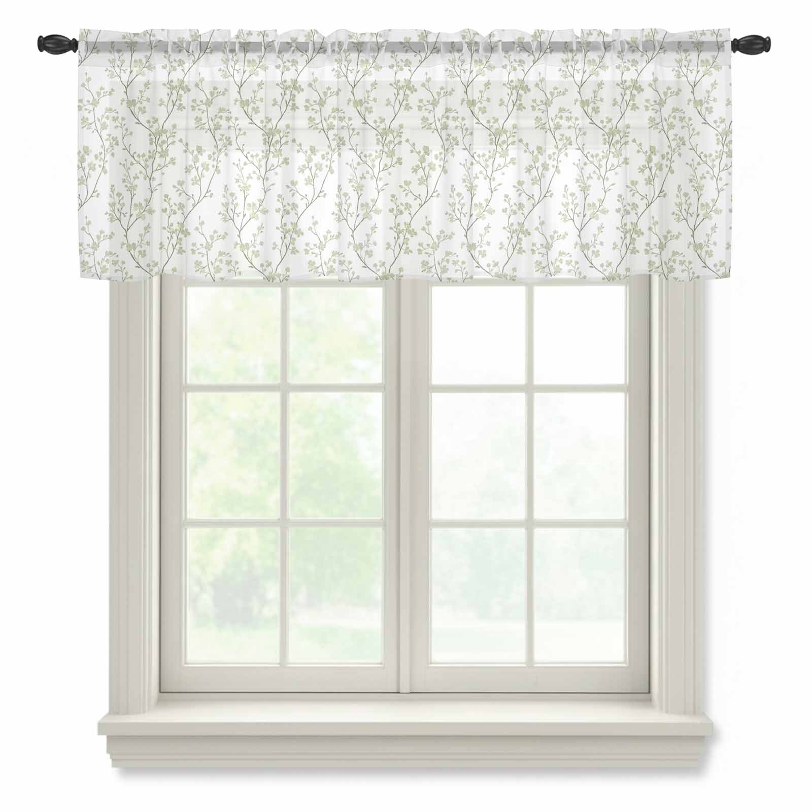 Sage Green Botanical Valance Curtains for Kitchen/Living Room/Bathroom ...
