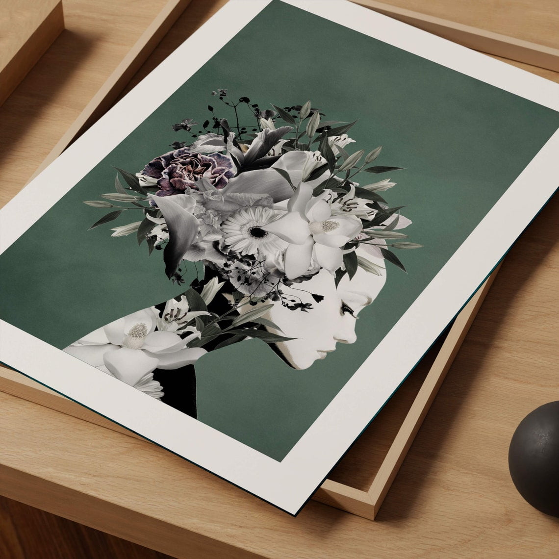 Sage Green Botanical Wall Art, Flower Head Woman, Botanical Print, Sage ...