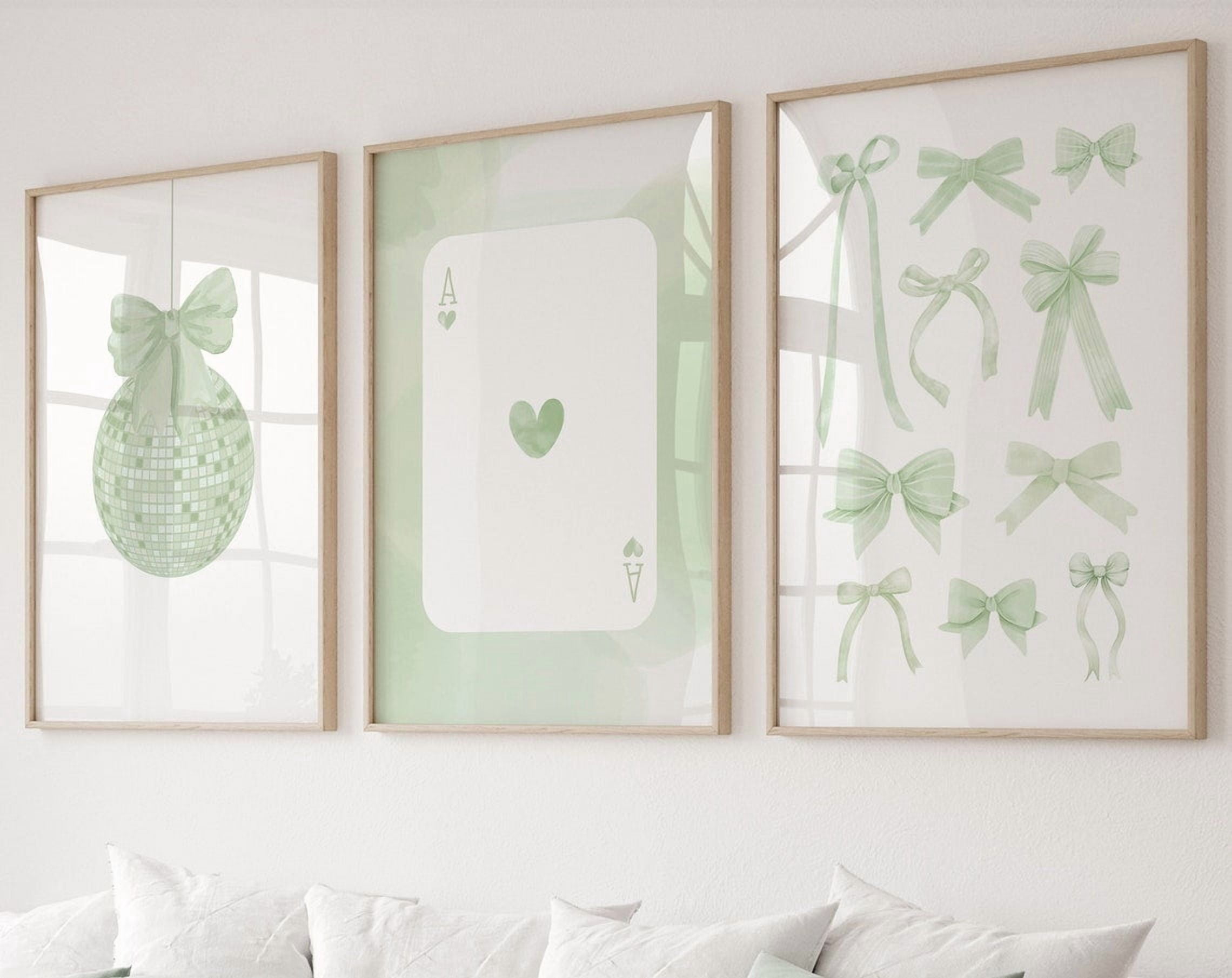 Sage Green Bows Trendy Preppy Poster College Apartment Decor Girly ...