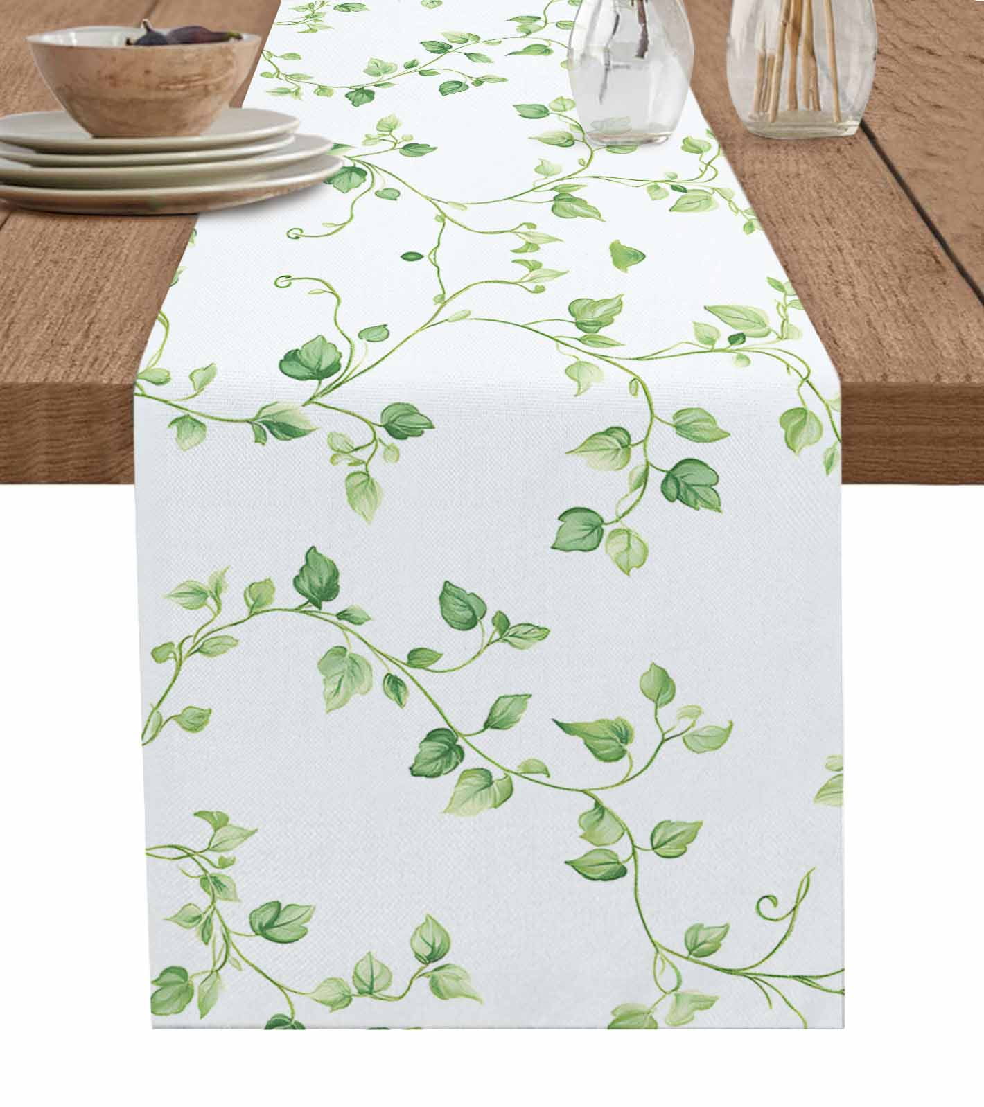 Sage Green Branches Burlap Cotton Table Runner 14x72 Inches Long ...