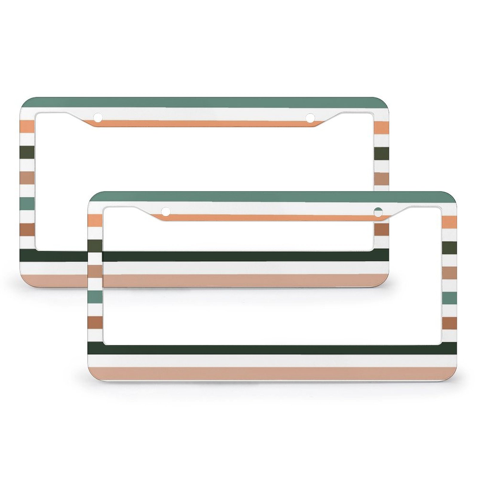 Sage Green Brown Peach Stripes License Plate Frame - 2 Pack Aluminum ...