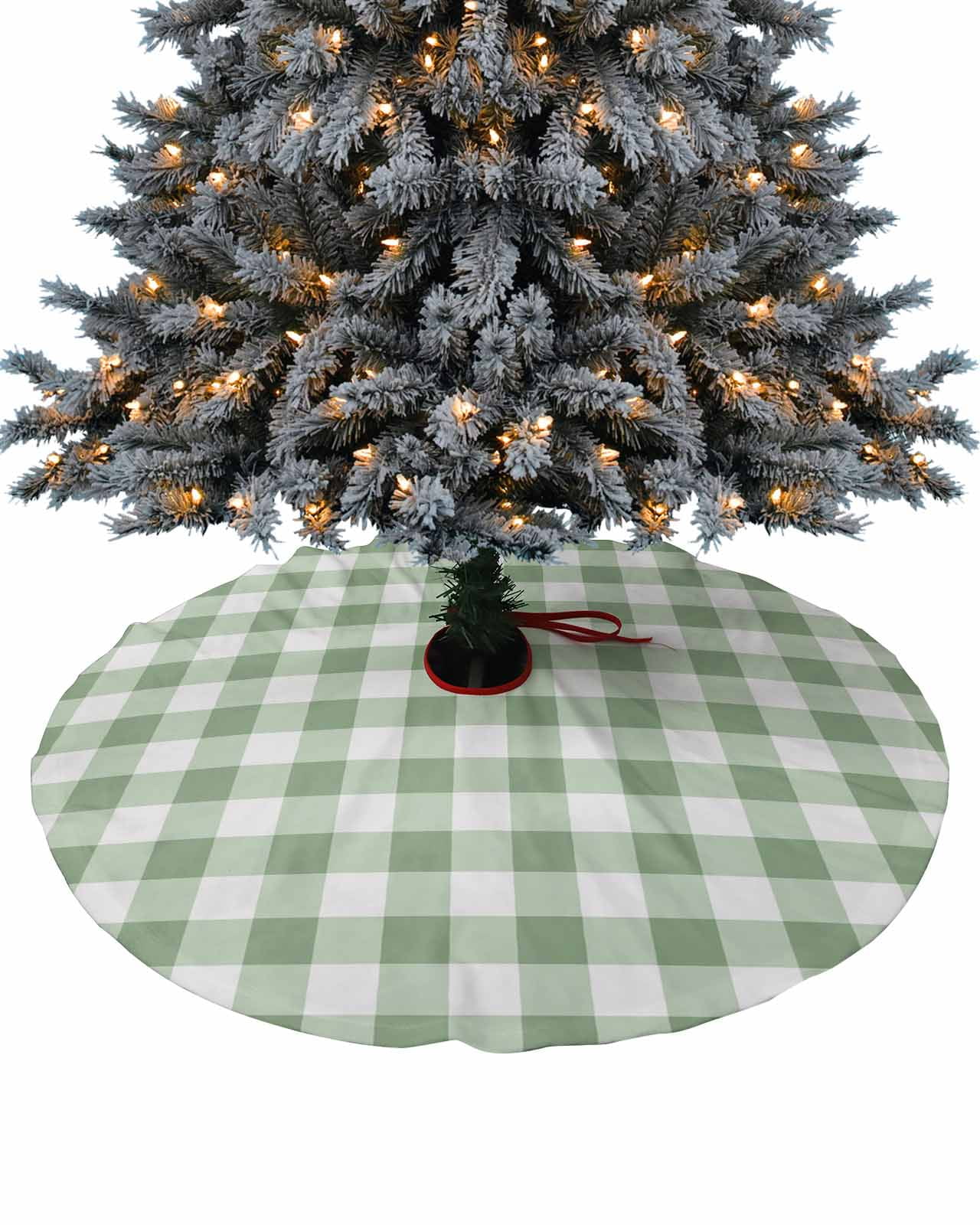 Sage Green Buffalo Plaid Christmas Tree Skirt 48 Inches Large Christmas ...