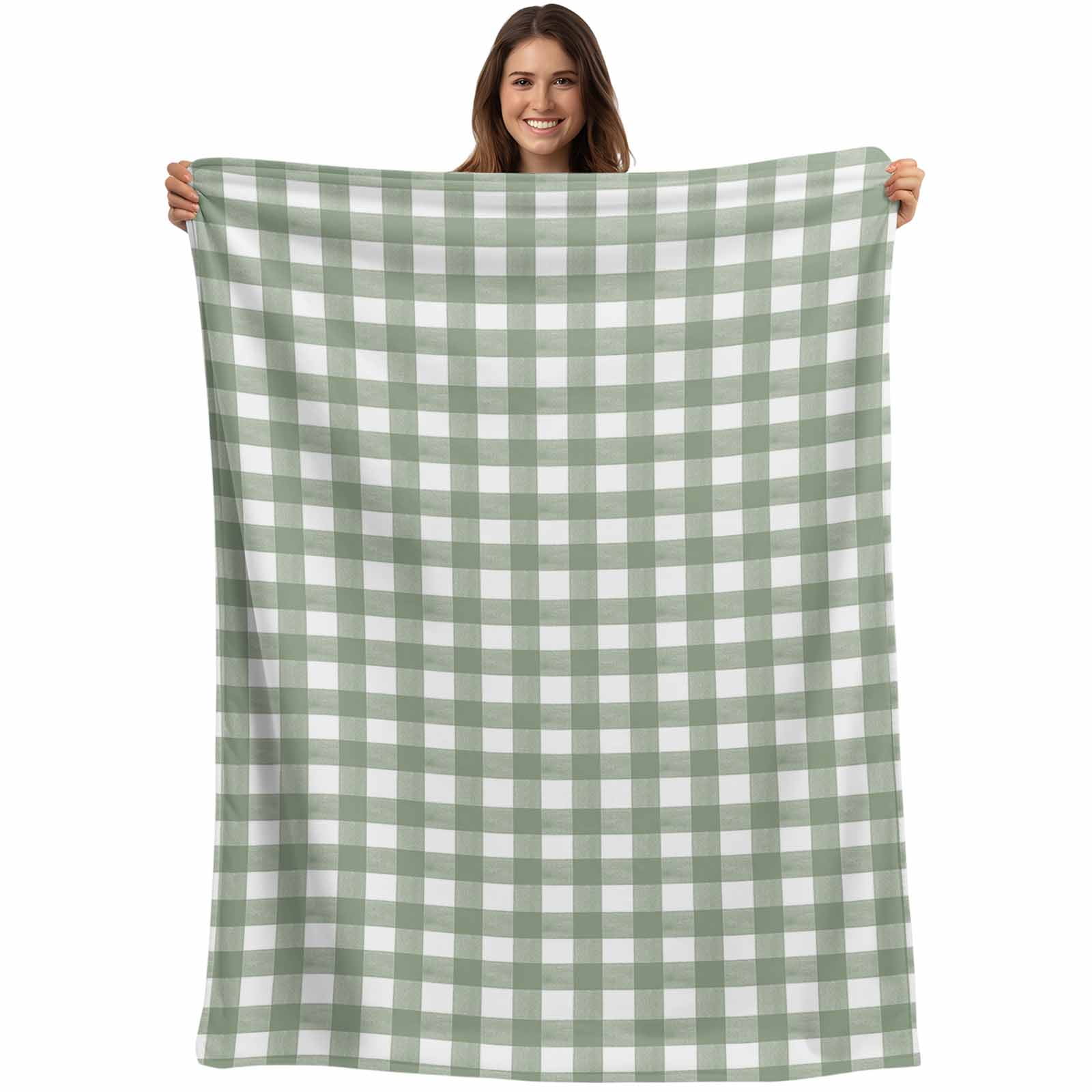 Sage Green Buffalo Plaid Flannel Throw Blanket for Couch,Lightweight ...