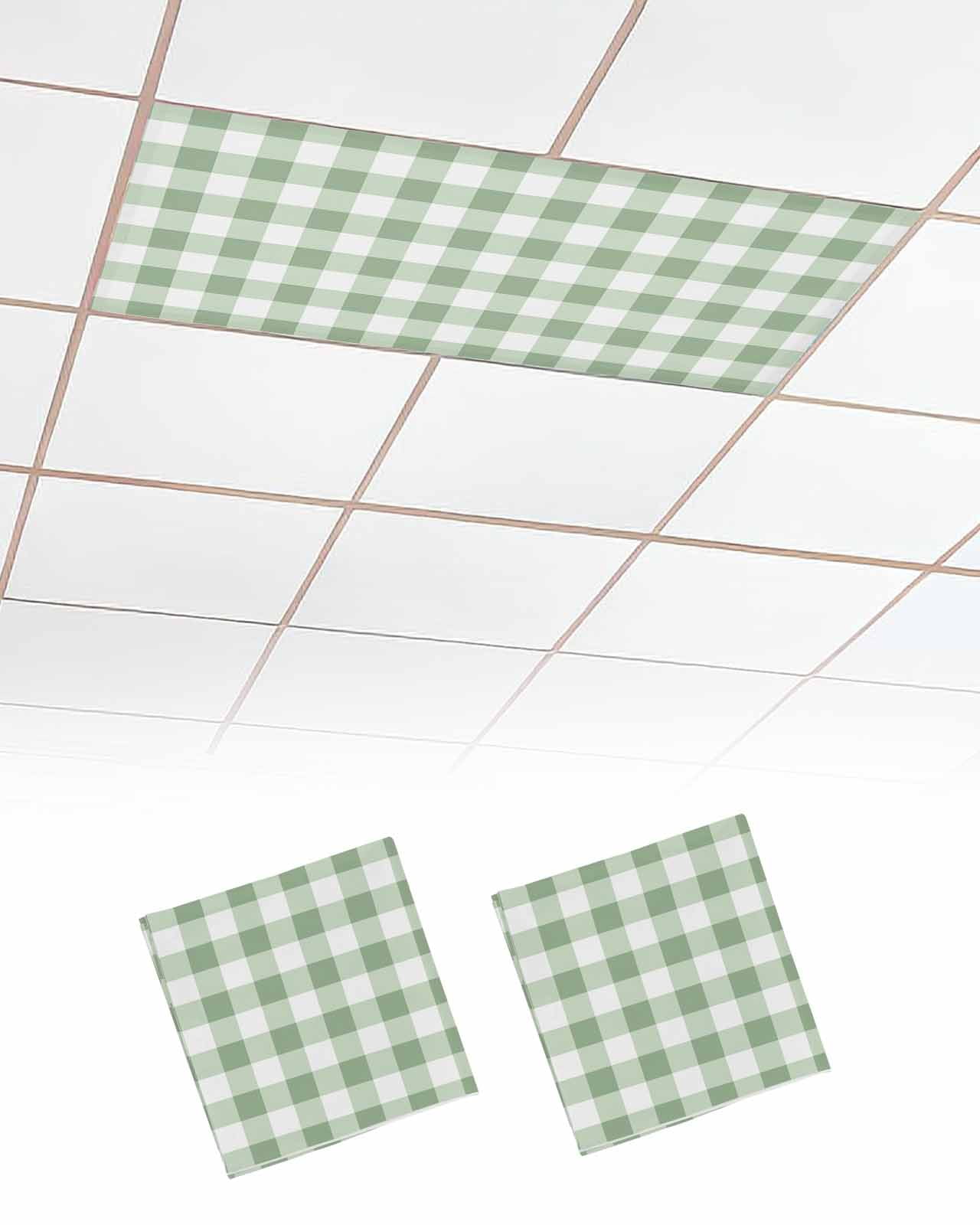 Sage Green Buffalo Plaid Fluorescent Light Covers for Ceiling Lights ...