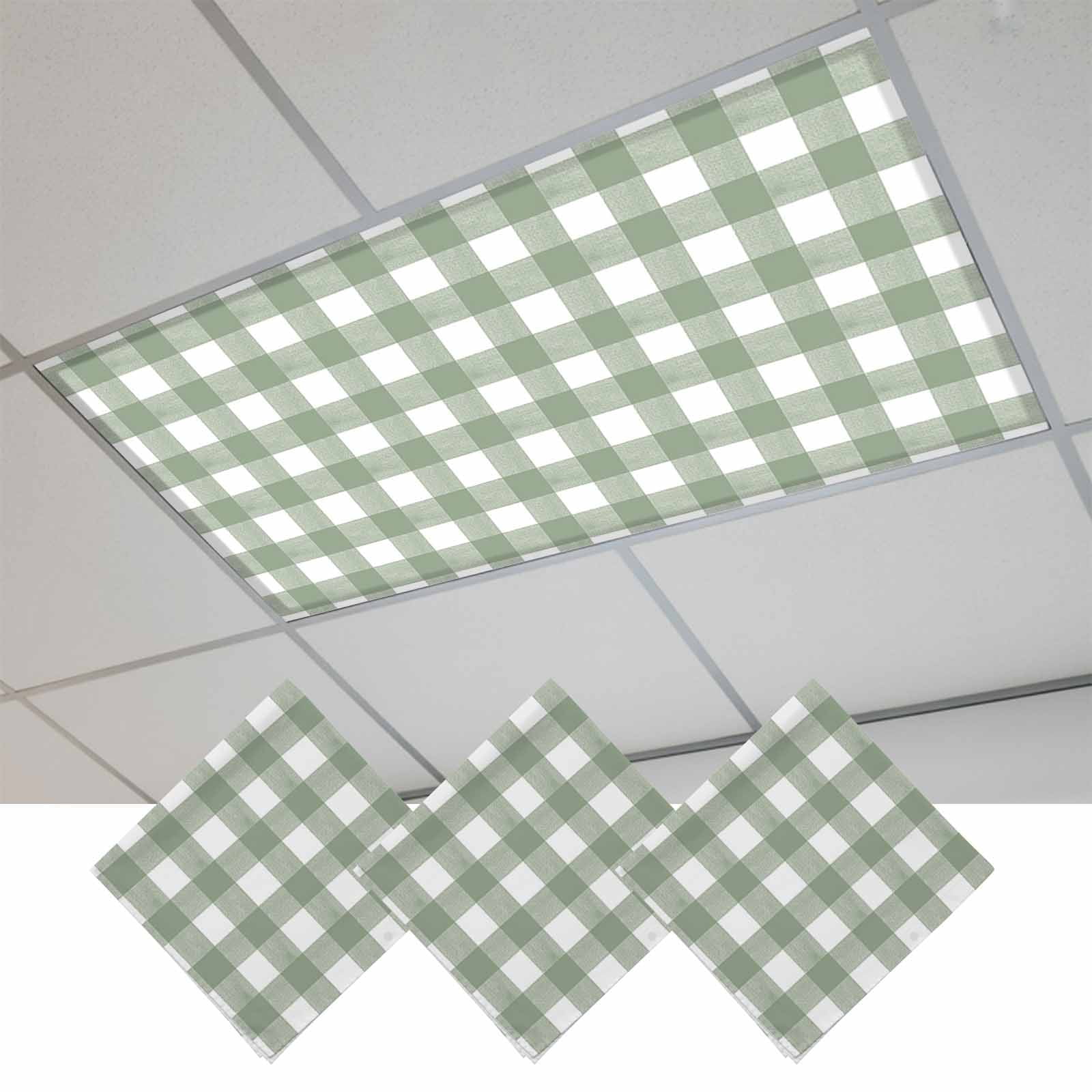 Sage Green Buffalo Plaid Fluorescent Light Covers, Farmhouse Green ...