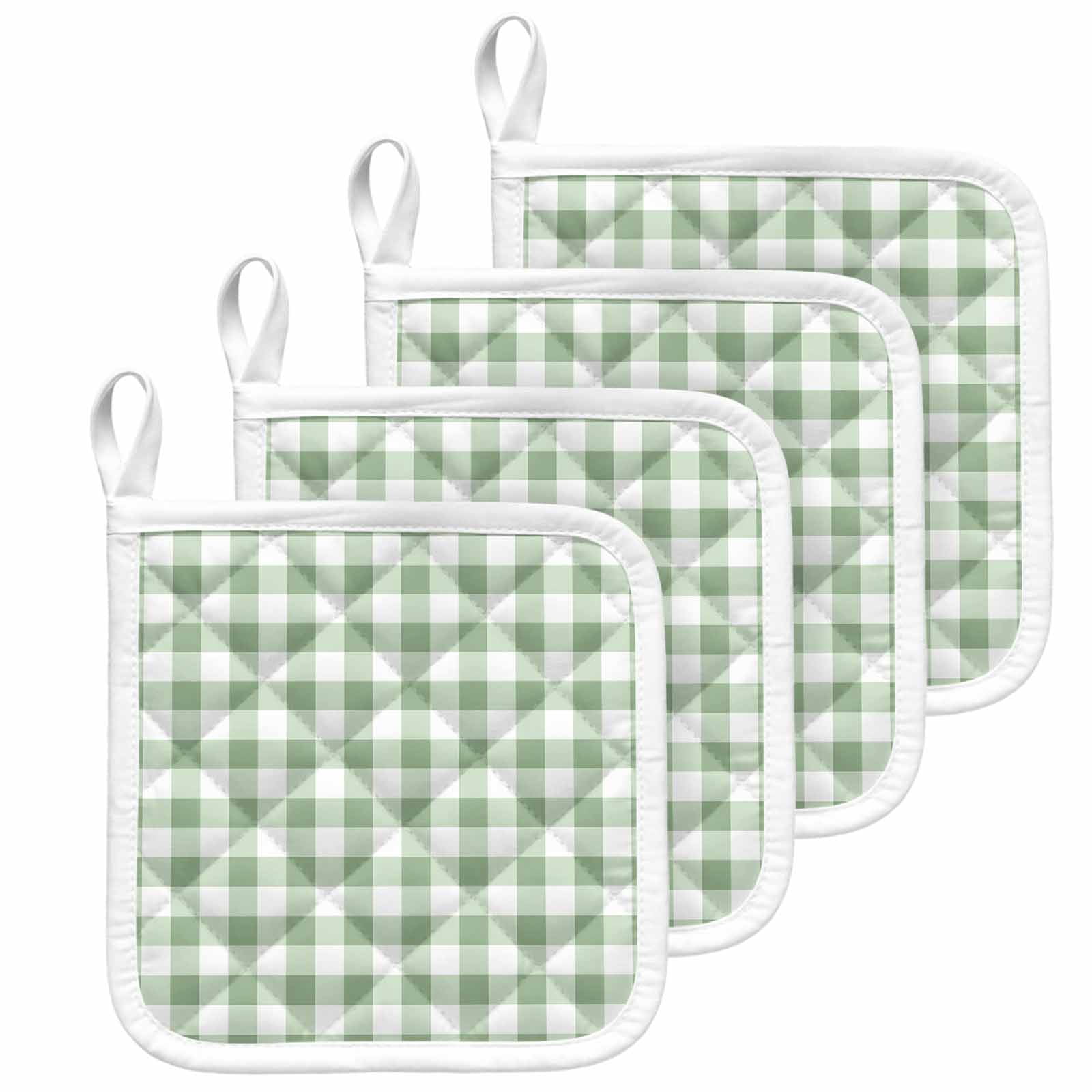 Sage Green Buffalo Plaid Pot Holders for Kitchen Heatproof Potholder, 4 ...