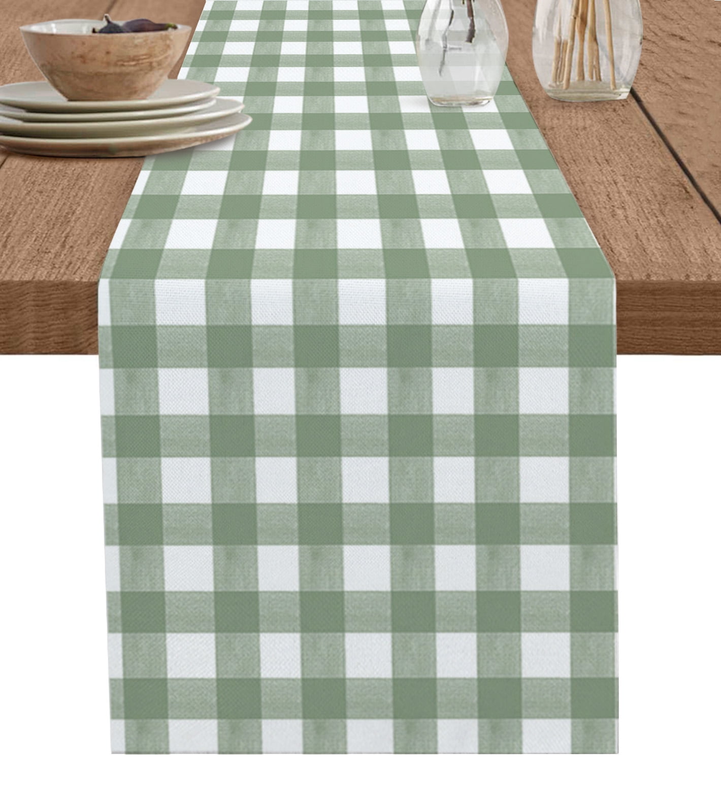 Sage Green Buffalo Plaid Table Runner Farmhouse Green White Checkered ...