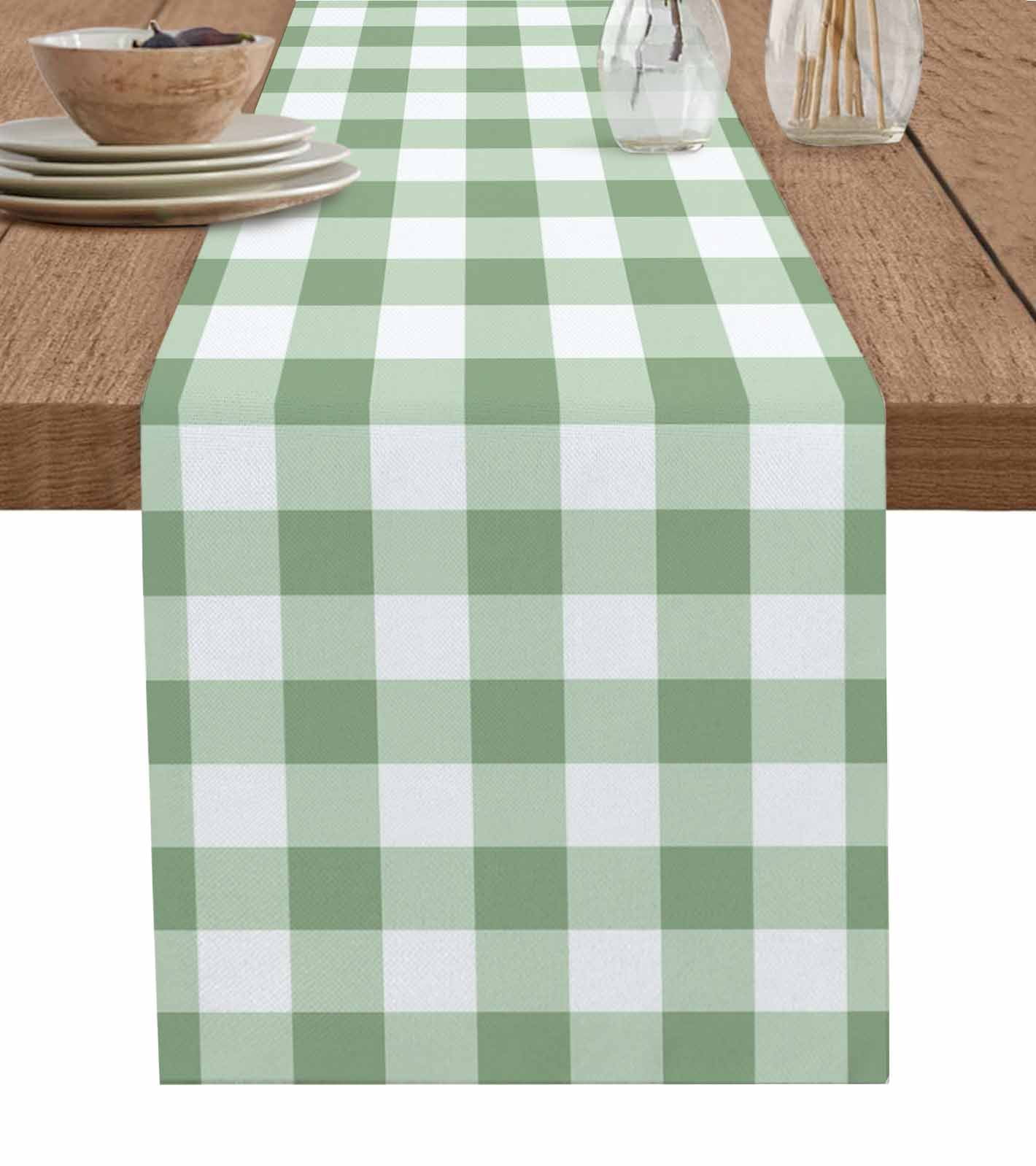Sage Green Buffalo Plaid Table Runner Green White Checkered Farmhouse ...