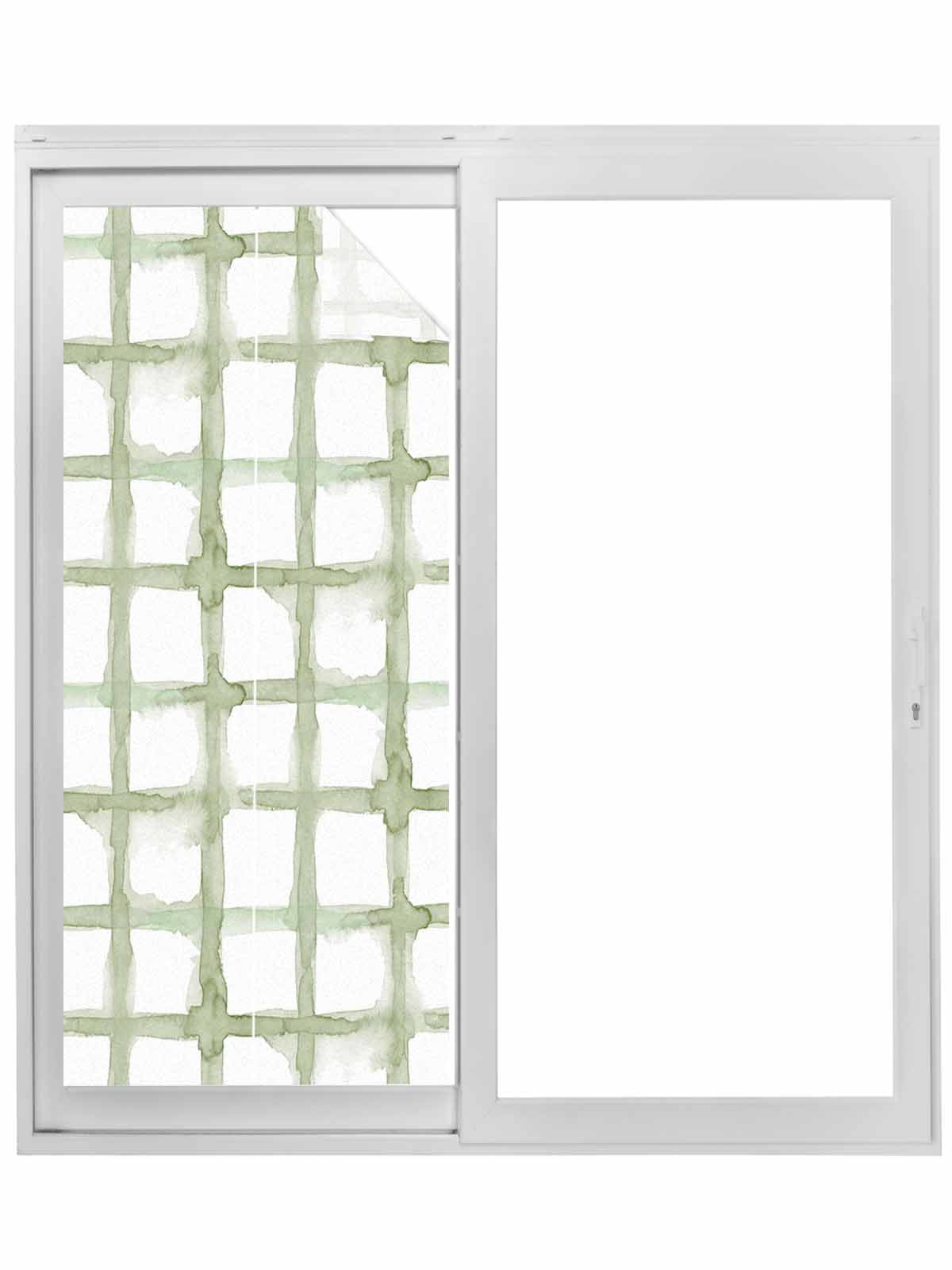Sage Green Buffalo Plaid Window Privacy Film, Farmhouse Check Stripes ...
