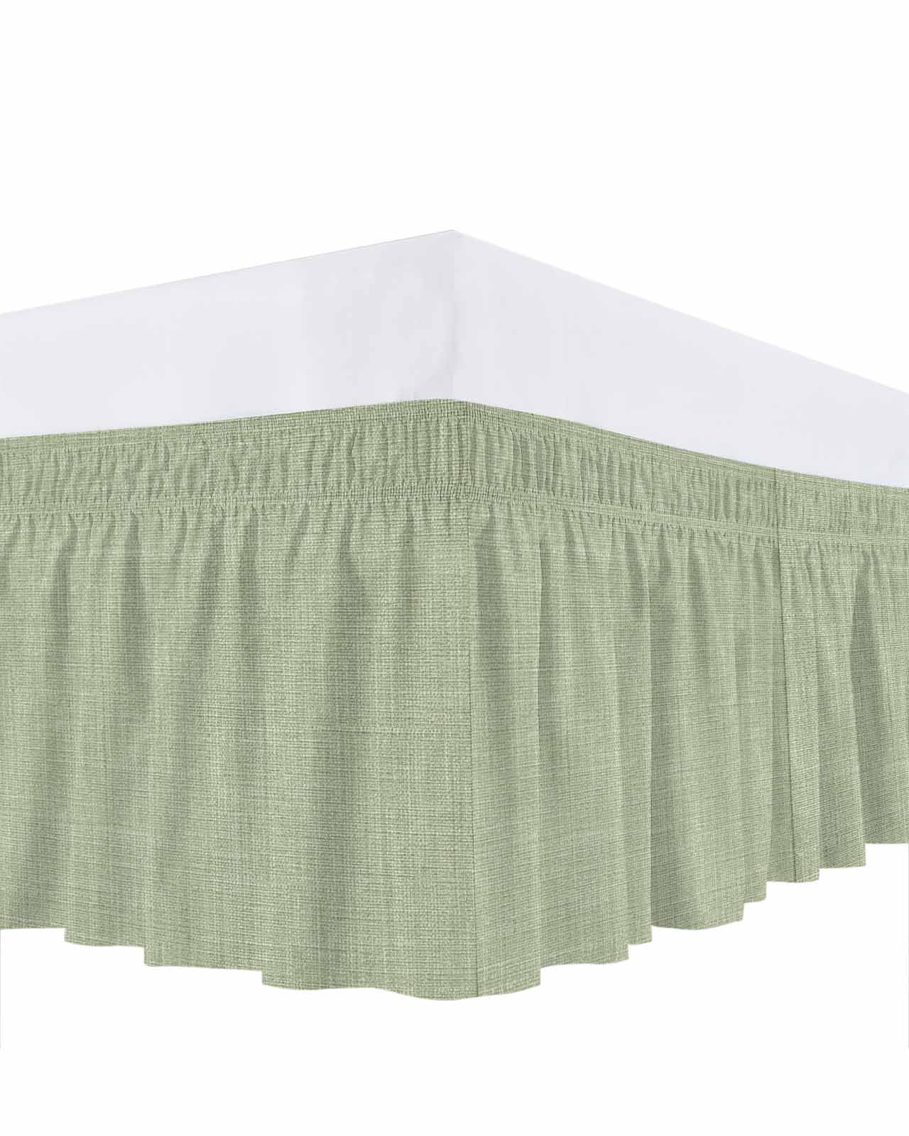 Sage Green Burlap Texture Bed Skirt King Size, Farmhouse Vintage Sage ...