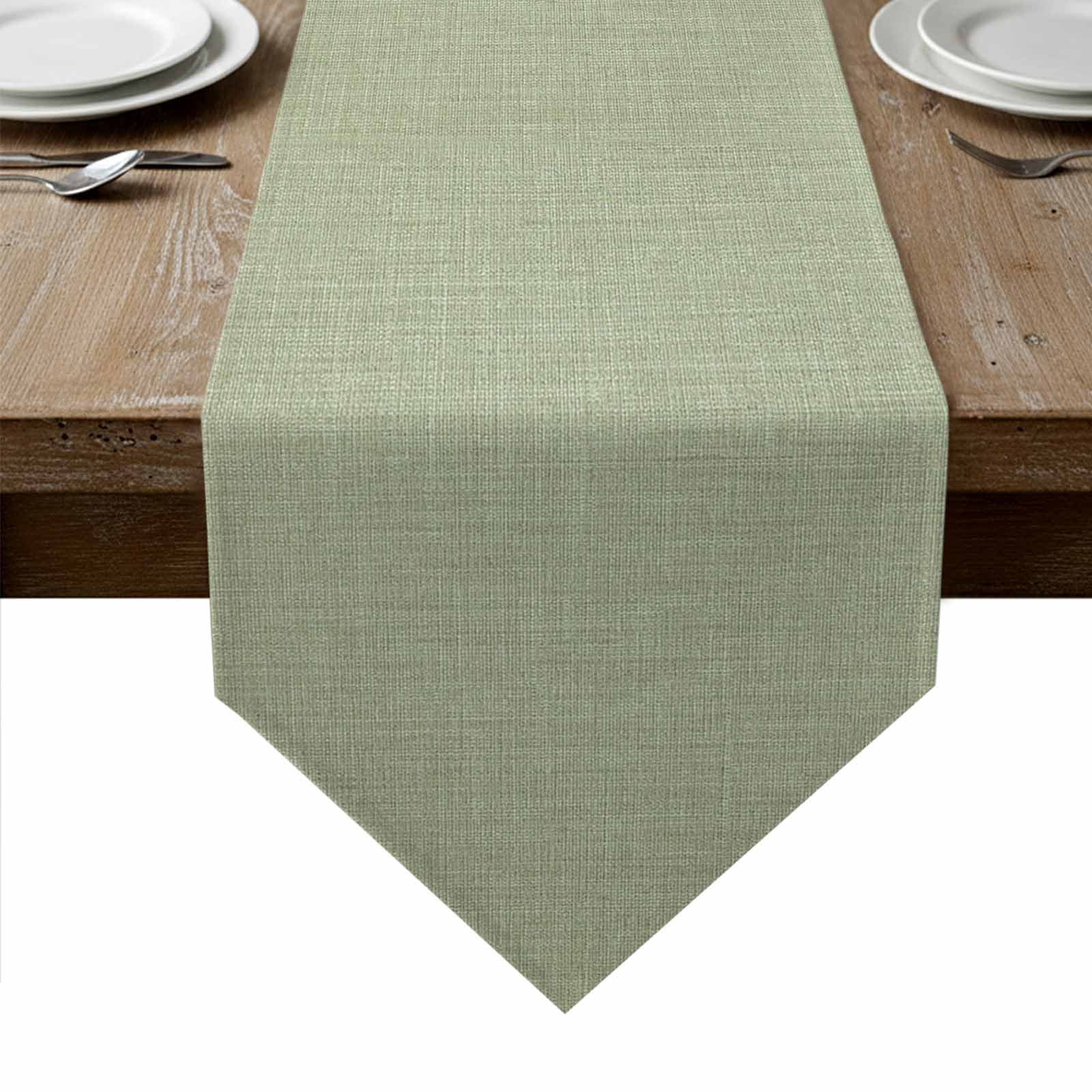 Sage Green Burlap Texture Table Runner Linen Burlap Table Runner 72 ...