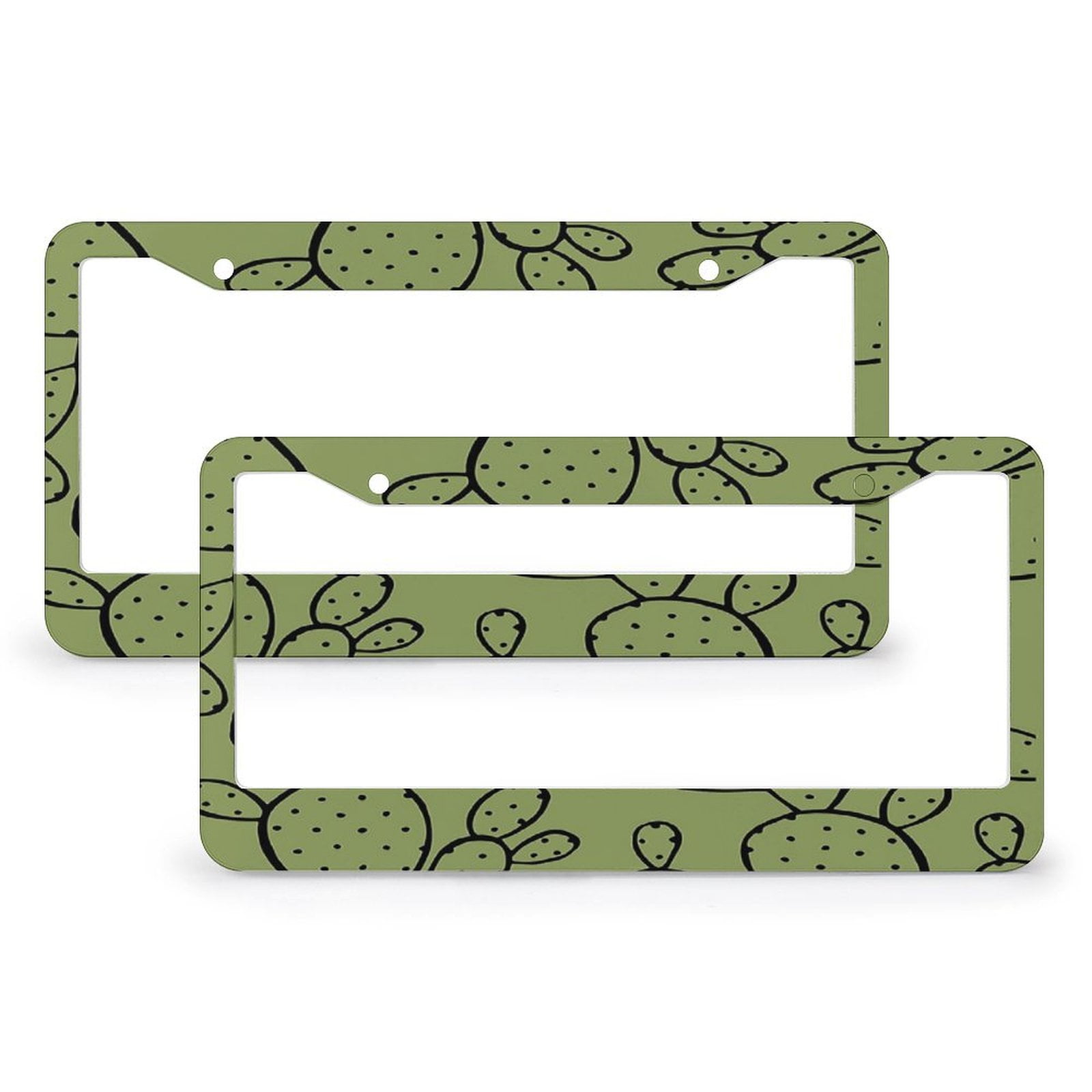 Sage Green Cactus Pattern License Plate Frame 2 Pack Universal Us Car ...