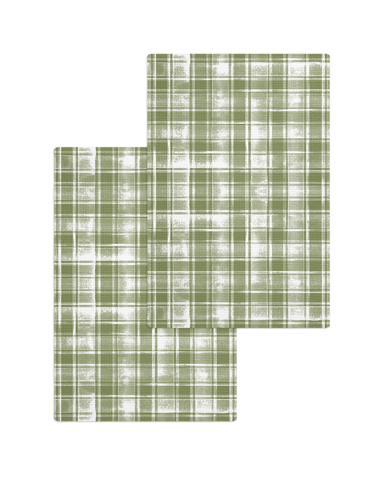 Sage Green Check Tea Towels Absorption Walf Checks Kitchen Soft ...