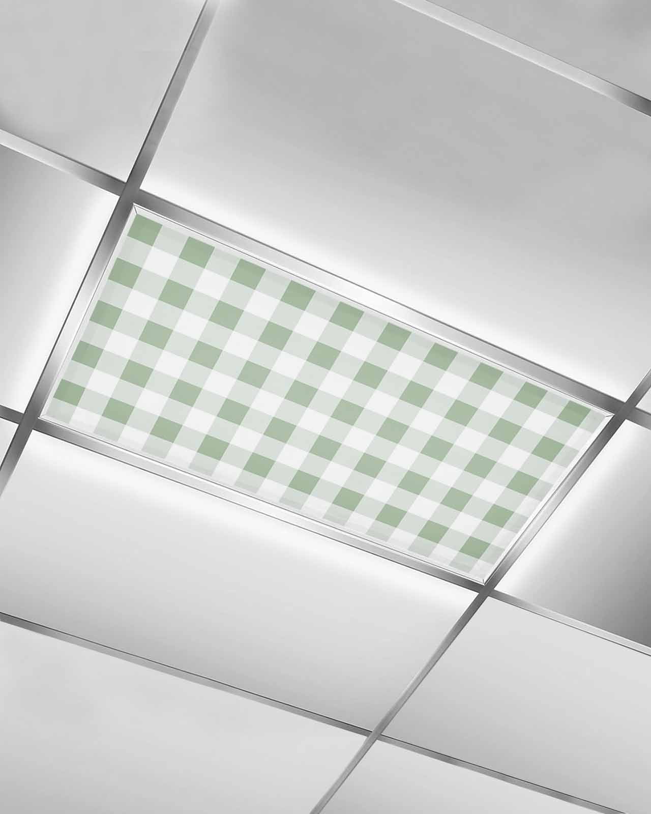 Sage Green Checkered Fluorescent Light Covers for Ceiling Lights 4x2 ...