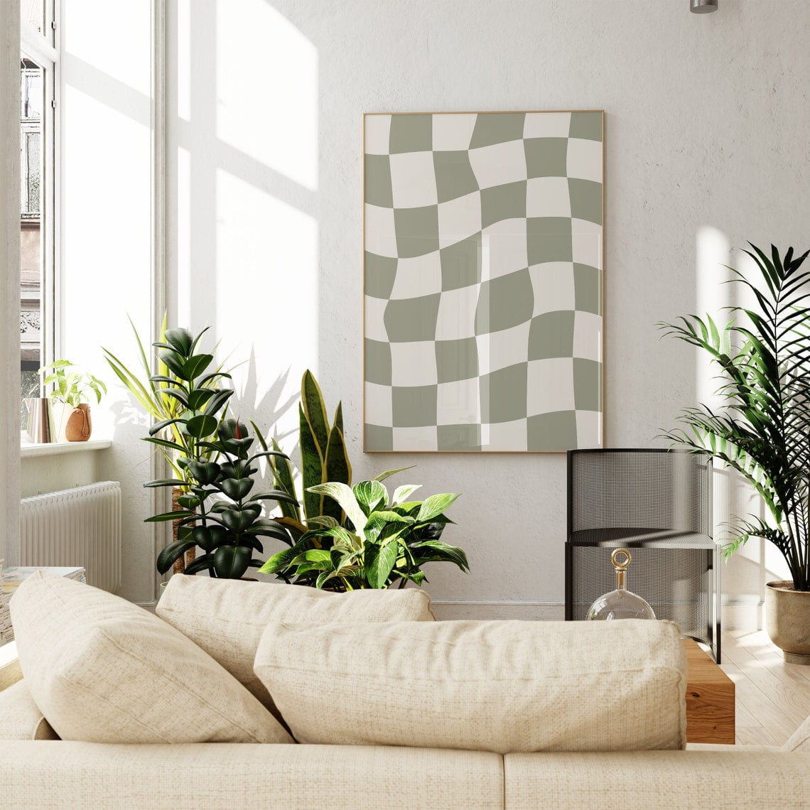 Sage Green Checkered Print // Checkerboard Wall Art, Sage Wall Art ...