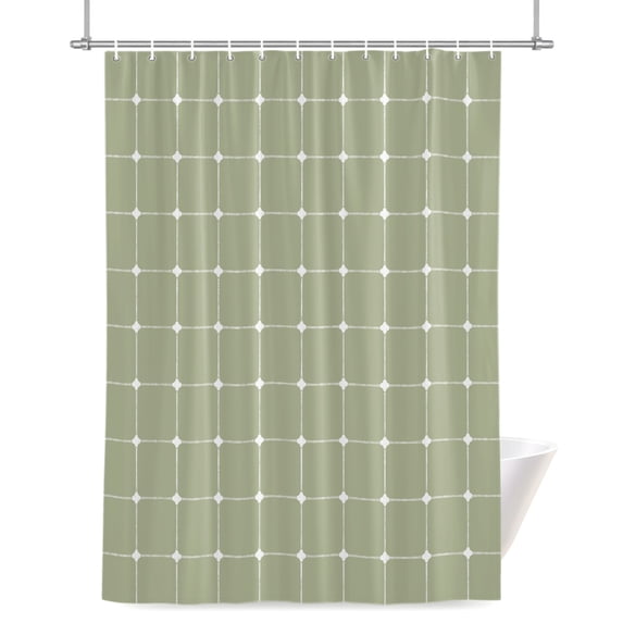 Sage Green Checkered Shower Curtains for Bathroom, Modern Minimalist ...