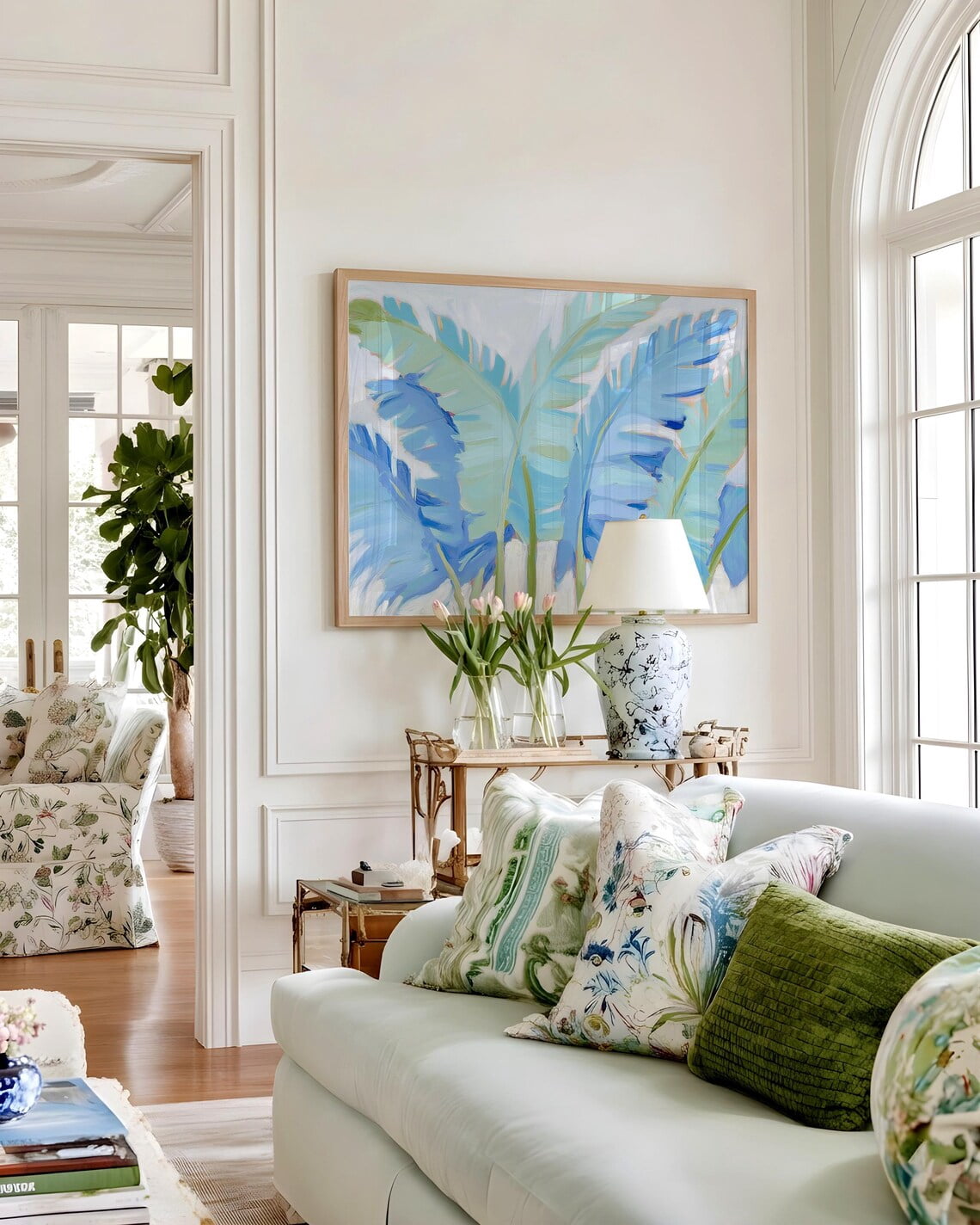 Sage Green Chinoiserie Banana Leaf Whimsical Tropical Botanical Coastal ...