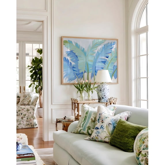 Sage Green Chinoiserie Banana Leaf Whimsical Tropical Botanical Coastal ...