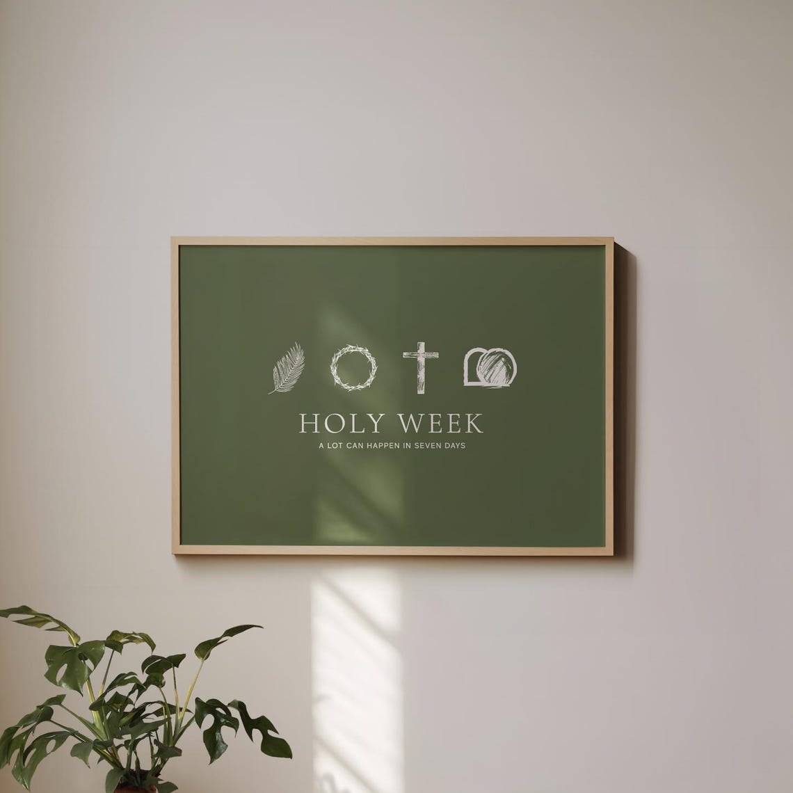 Sage Green Christian Wall Art Horizontal, Easter Bible Verse Wall Art ...