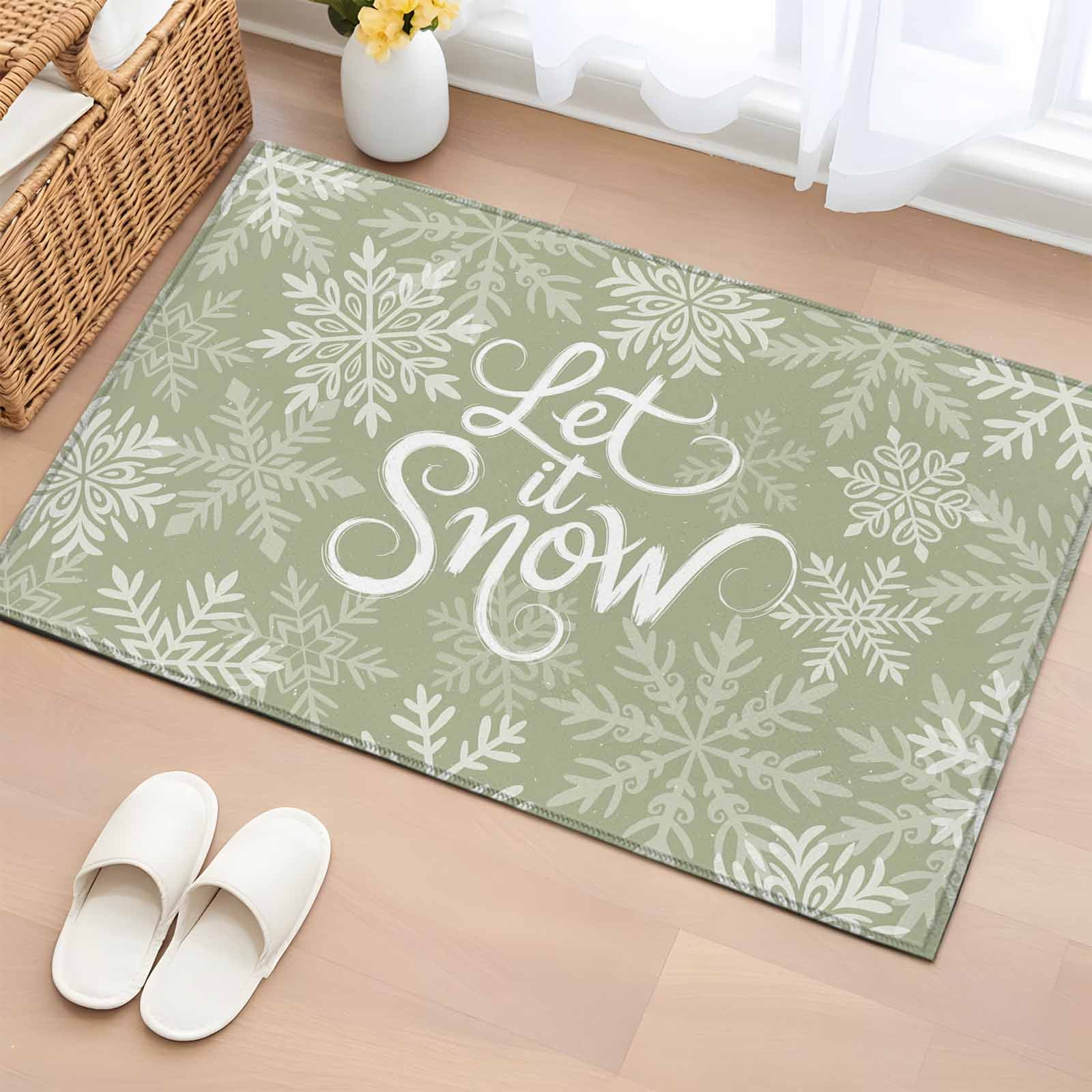 Sage Green Christmas Bathroom Rug Washable 2x3 Entryway Rug Non Slip ...