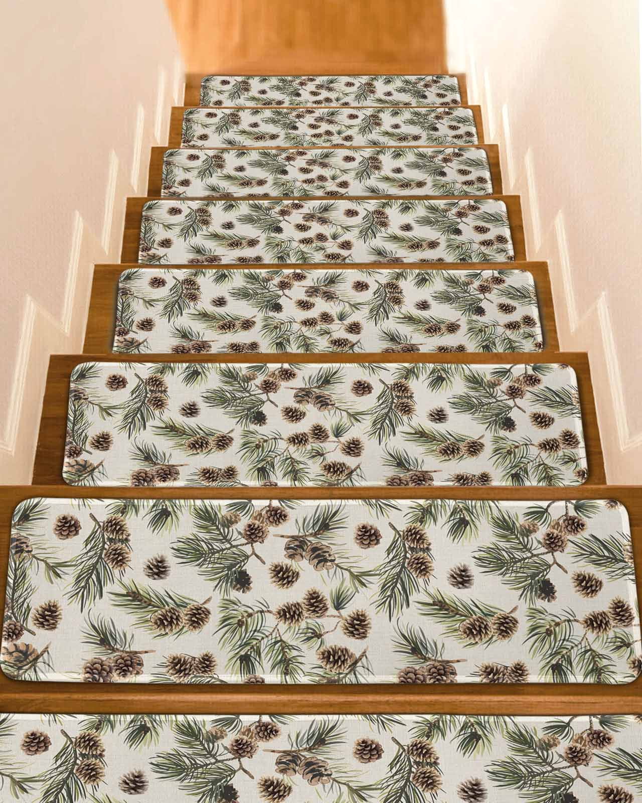 Sage Green Christmas Stair Treads for Wooden Steps Indoor Runner Rug ...
