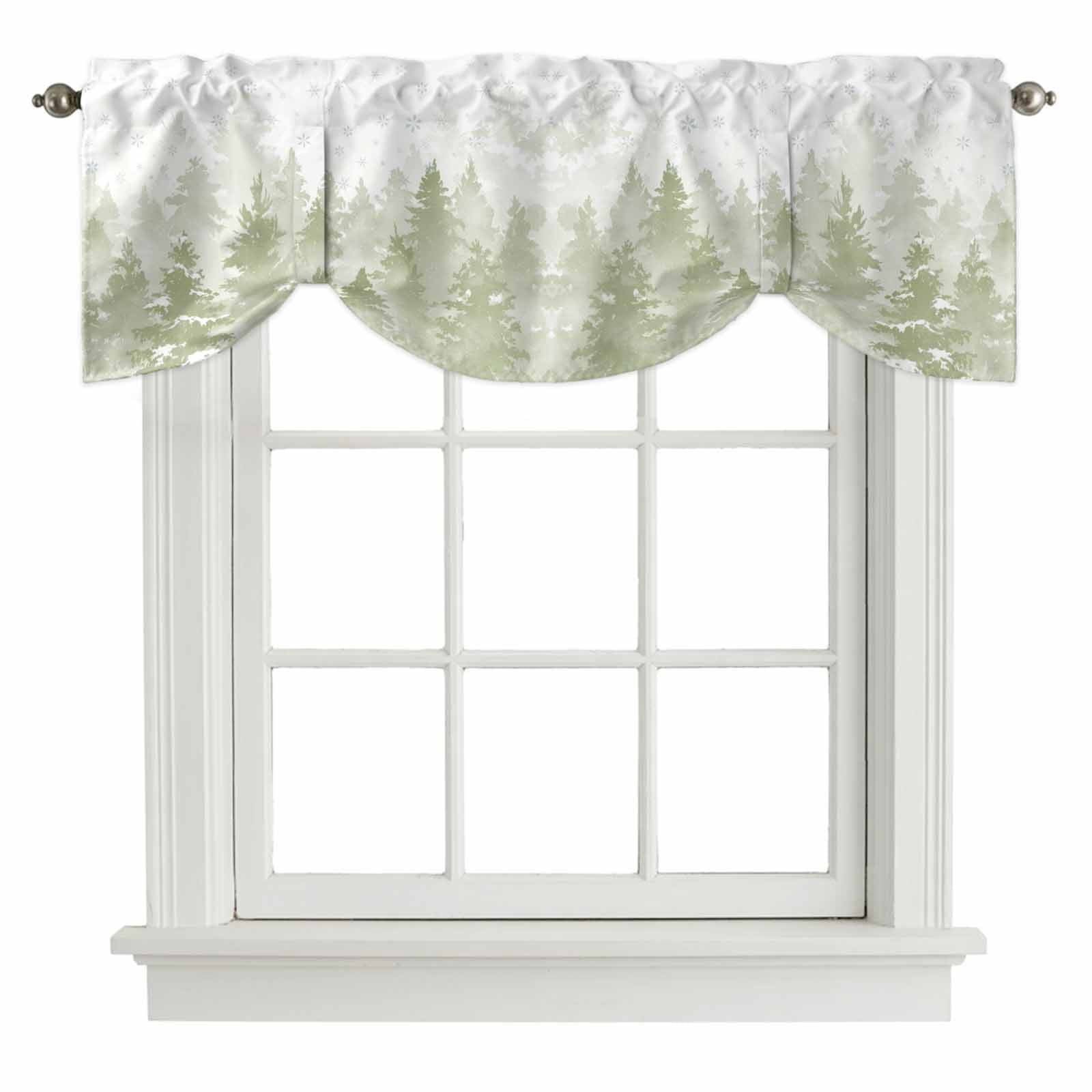 Sage Green Christmas Tie Up Valance Curtains for Windows, Kitchen ...