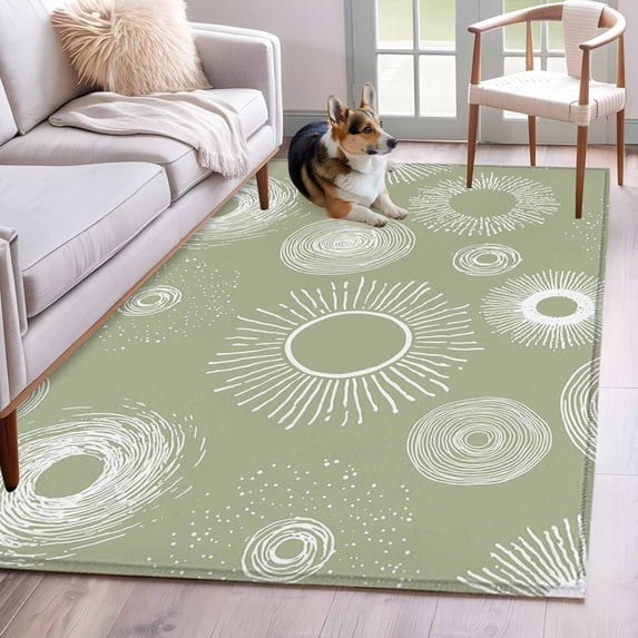 Sage Green Circle 2.7x5 Rug for Office Desk Chair Area Small Bedroom ...
