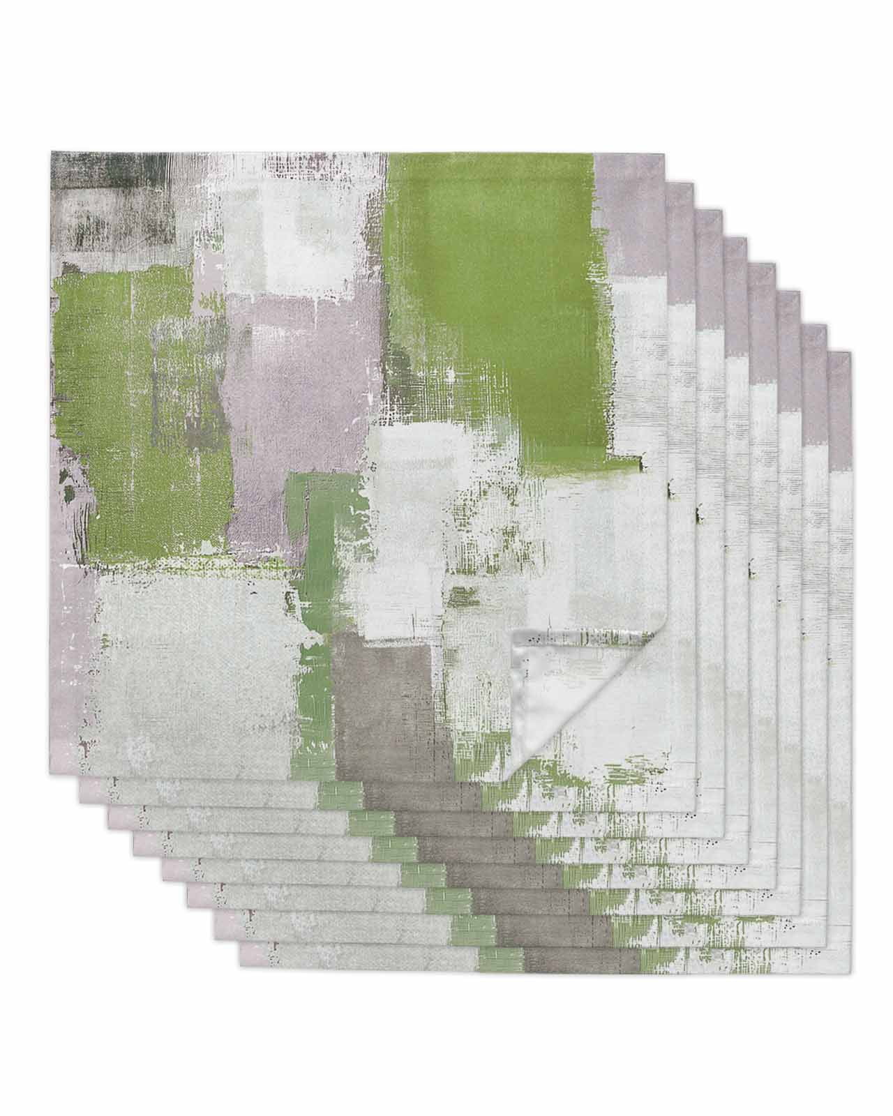Sage Green Cloth Napkins Washable Set of 8, Modern Geometric Grey Oil ...