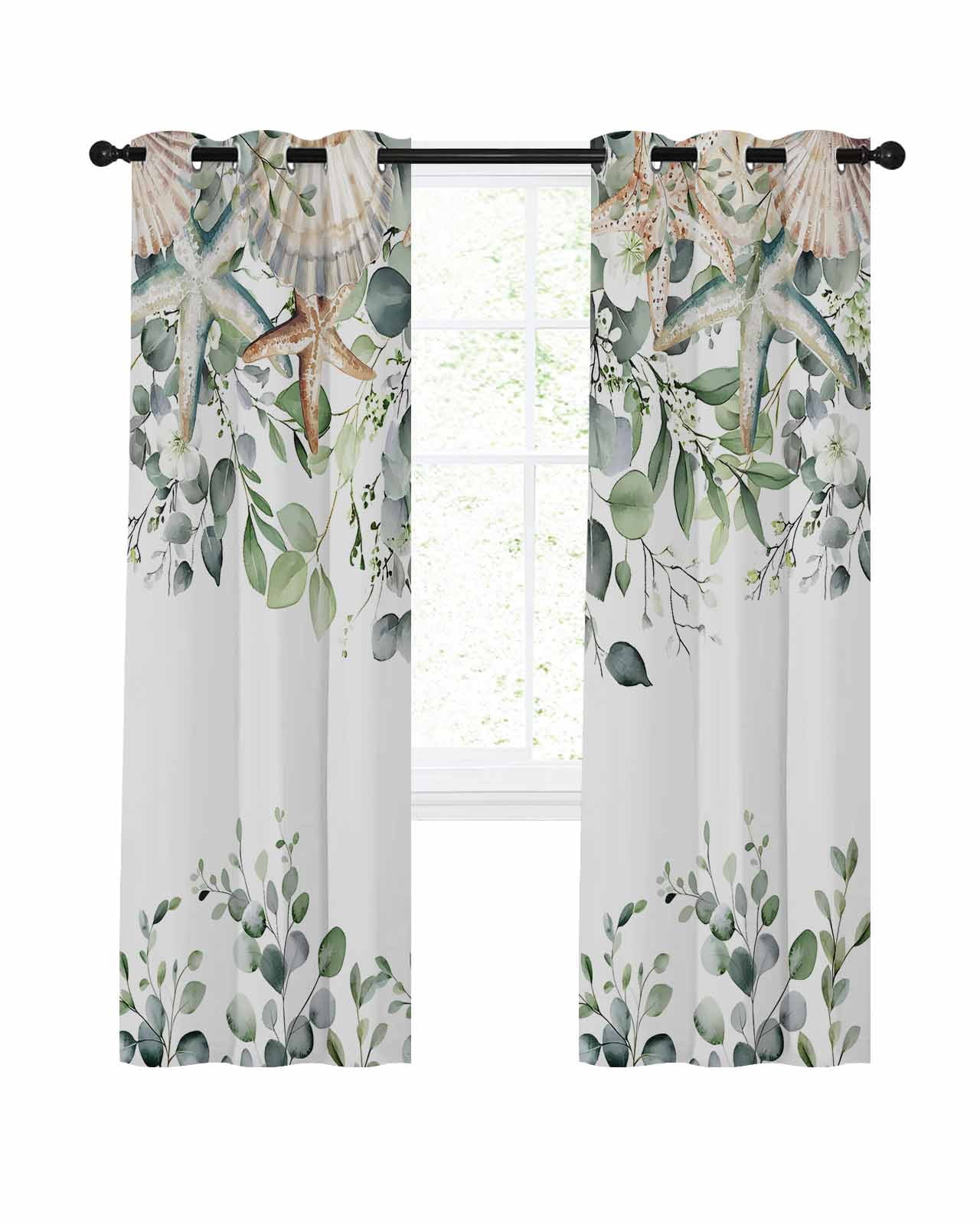 Sage Green Coastal Blackout Curtains 84 Inches Length, Spring ...