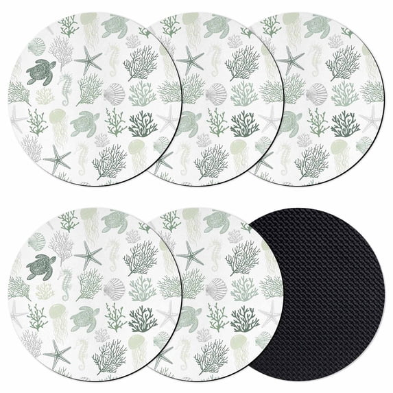 Sage Green Coastal Coasters Set of 6, Soft Absorbent Coasters for ...