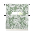Sage Green Coastal Kitchen Curtains Set for Windows 3 Piece Cafe ...